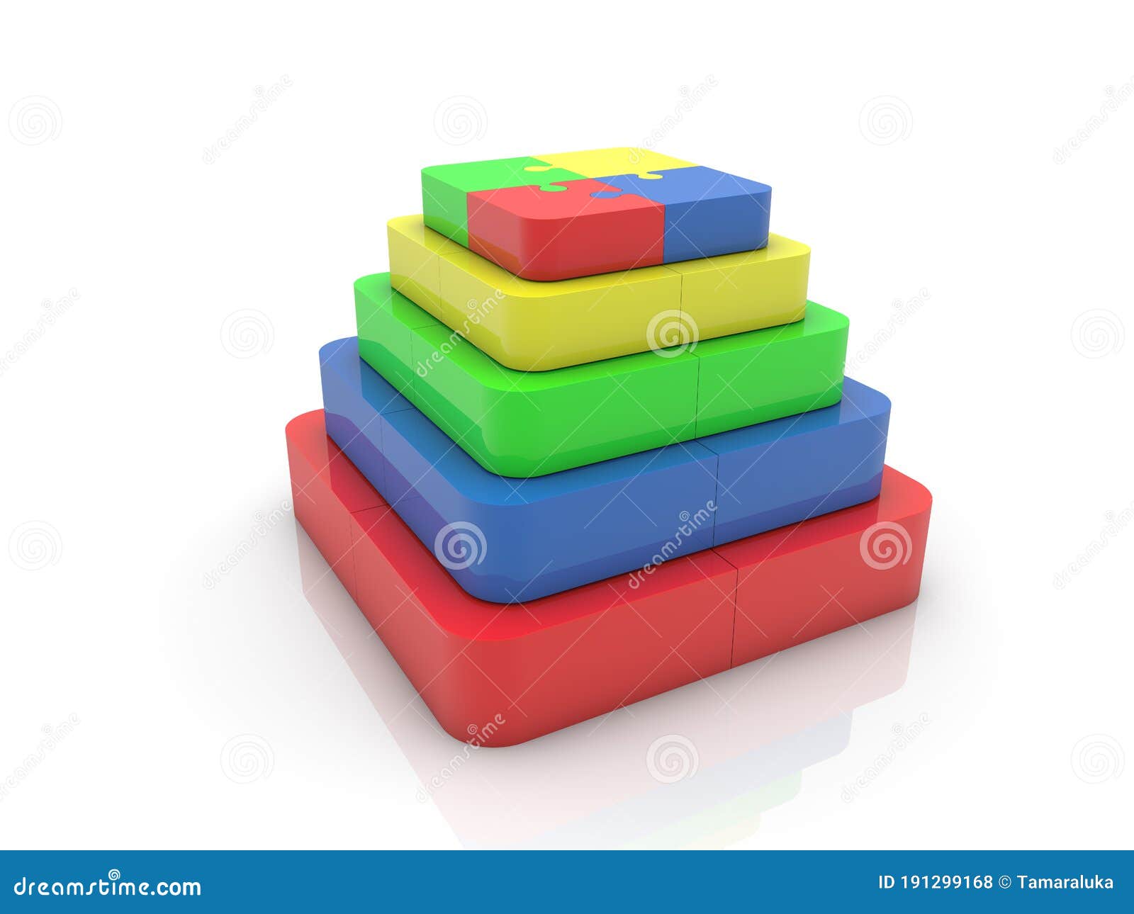 Pyramid of Puzzle Blocks of Different Sizes and Colors Stock ...