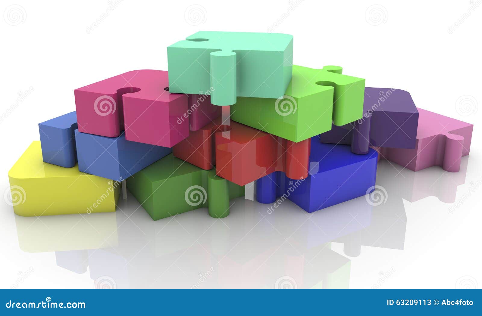 Pyramid of Puzzle Pieces in Different Colors Stock Image - Image of ...