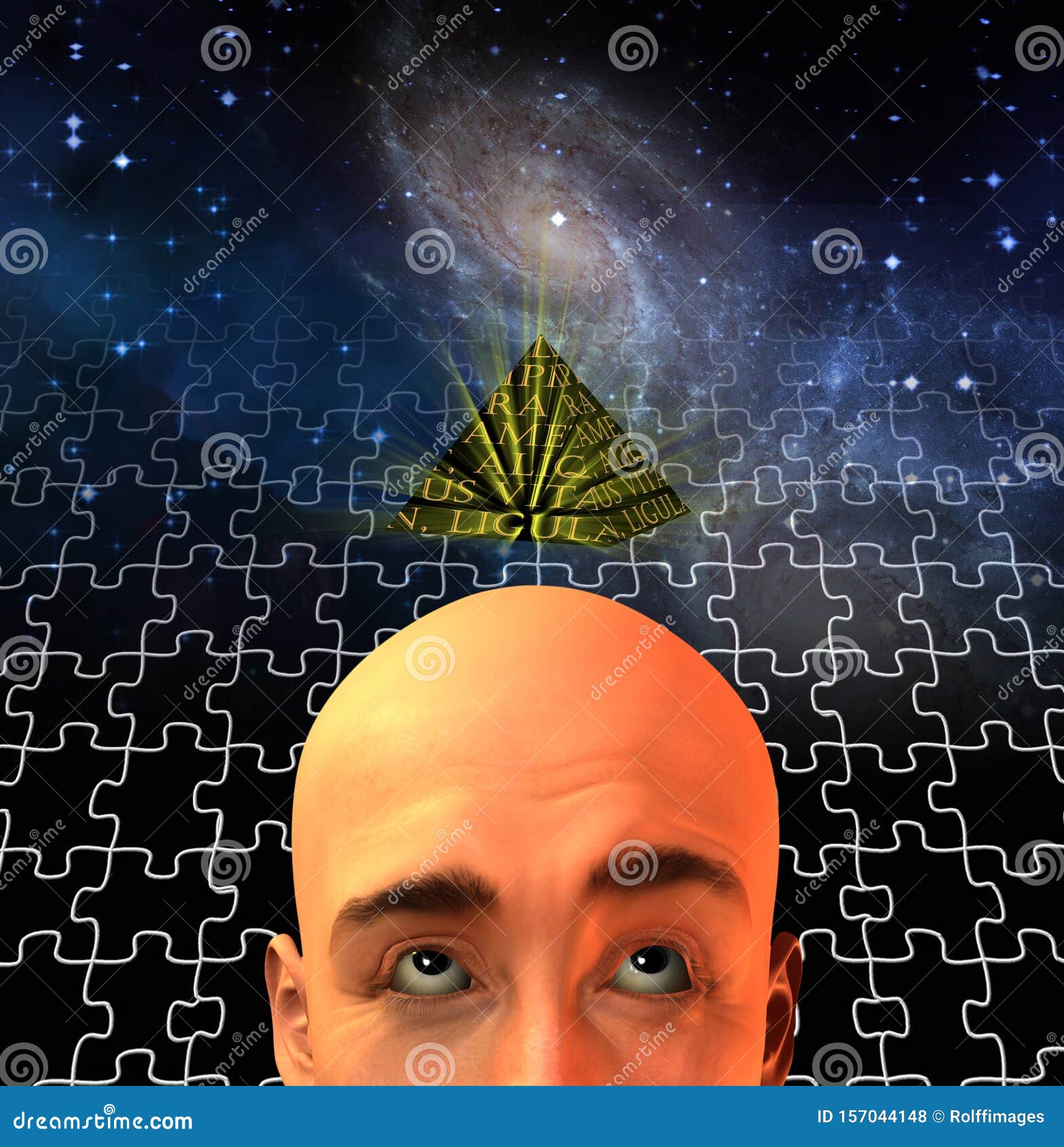 Man At The Top Of The Pyramid Of The Puzzle. Royalty-Free Stock ...