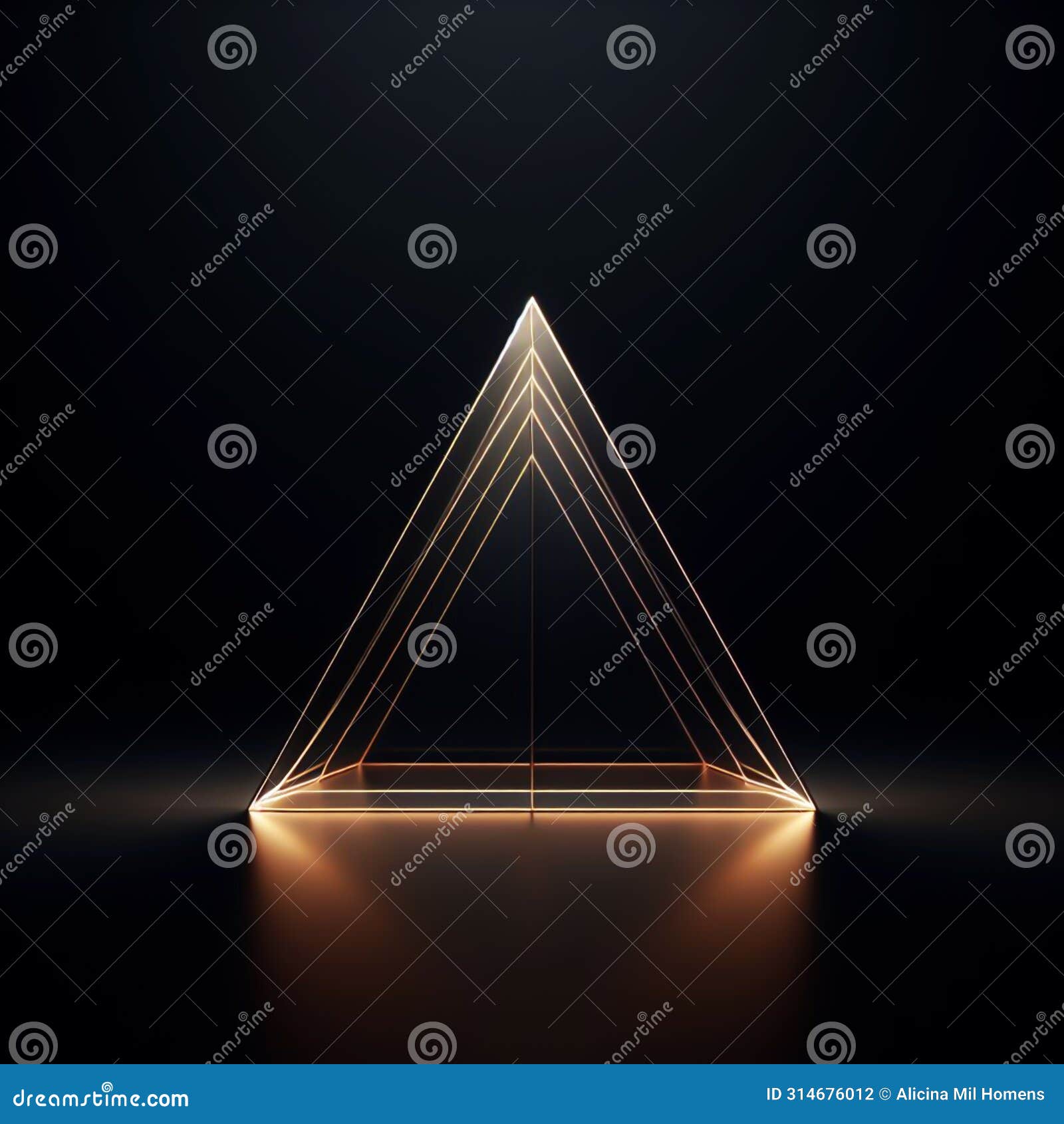 Pyramid with Refraction and Holographic Effect Light on Dark Background ...