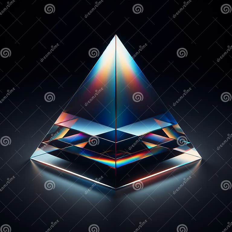 Pyramid with Refraction and Holographic Effect Light on Dark Background ...