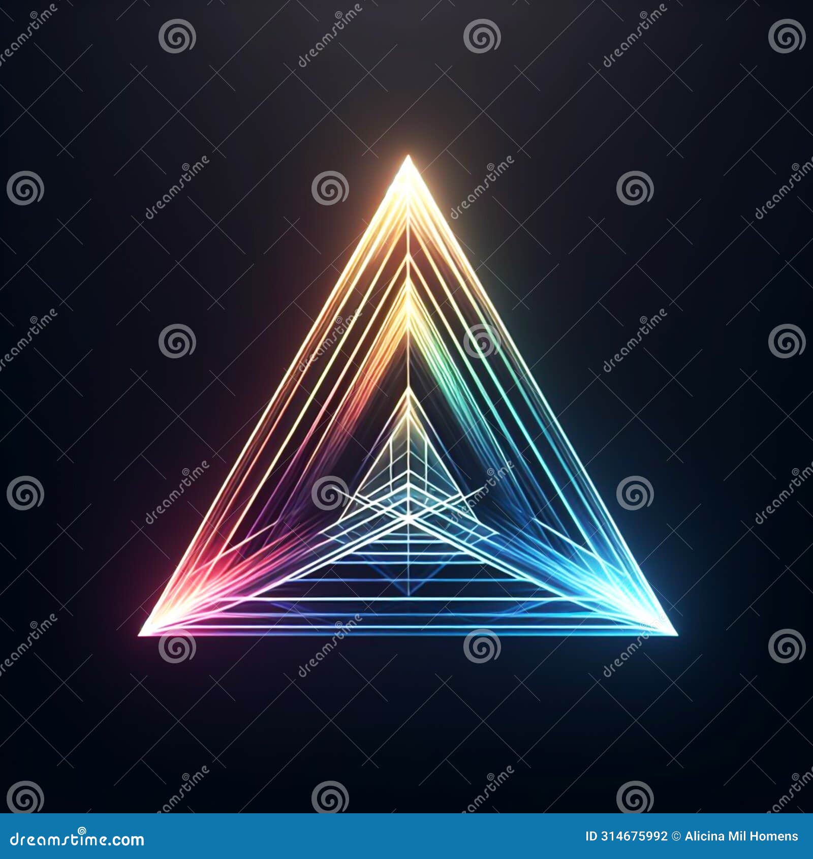 Pyramid With Refraction Light And Holographic Effect On Dark Background ...