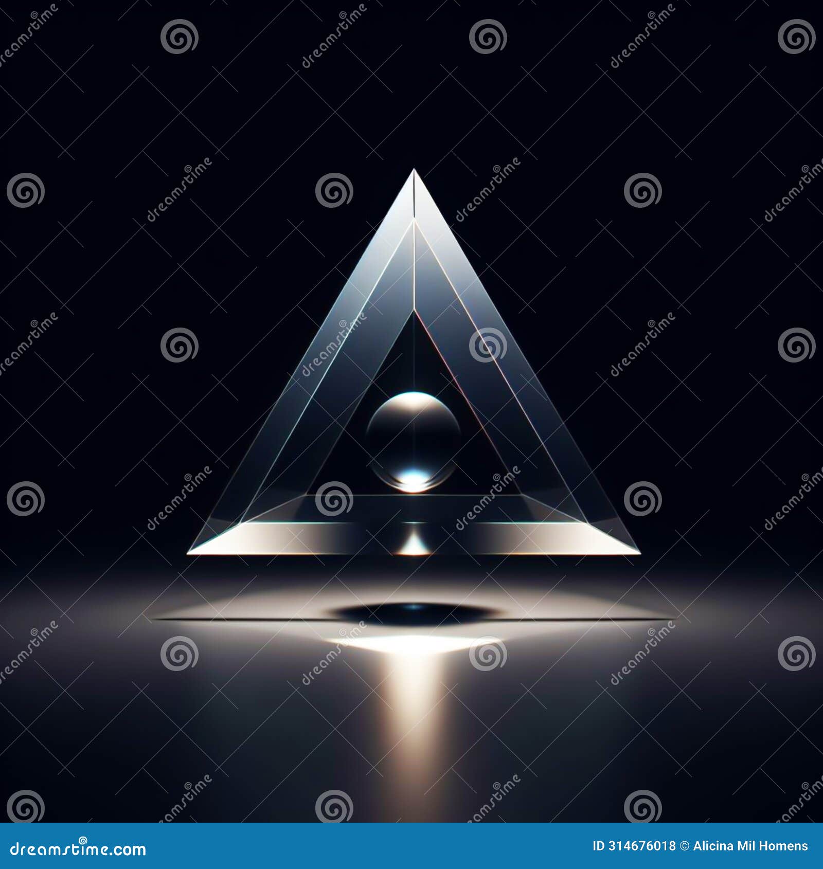 Pyramid with Refraction and Holographic Effect Light on Dark Background ...