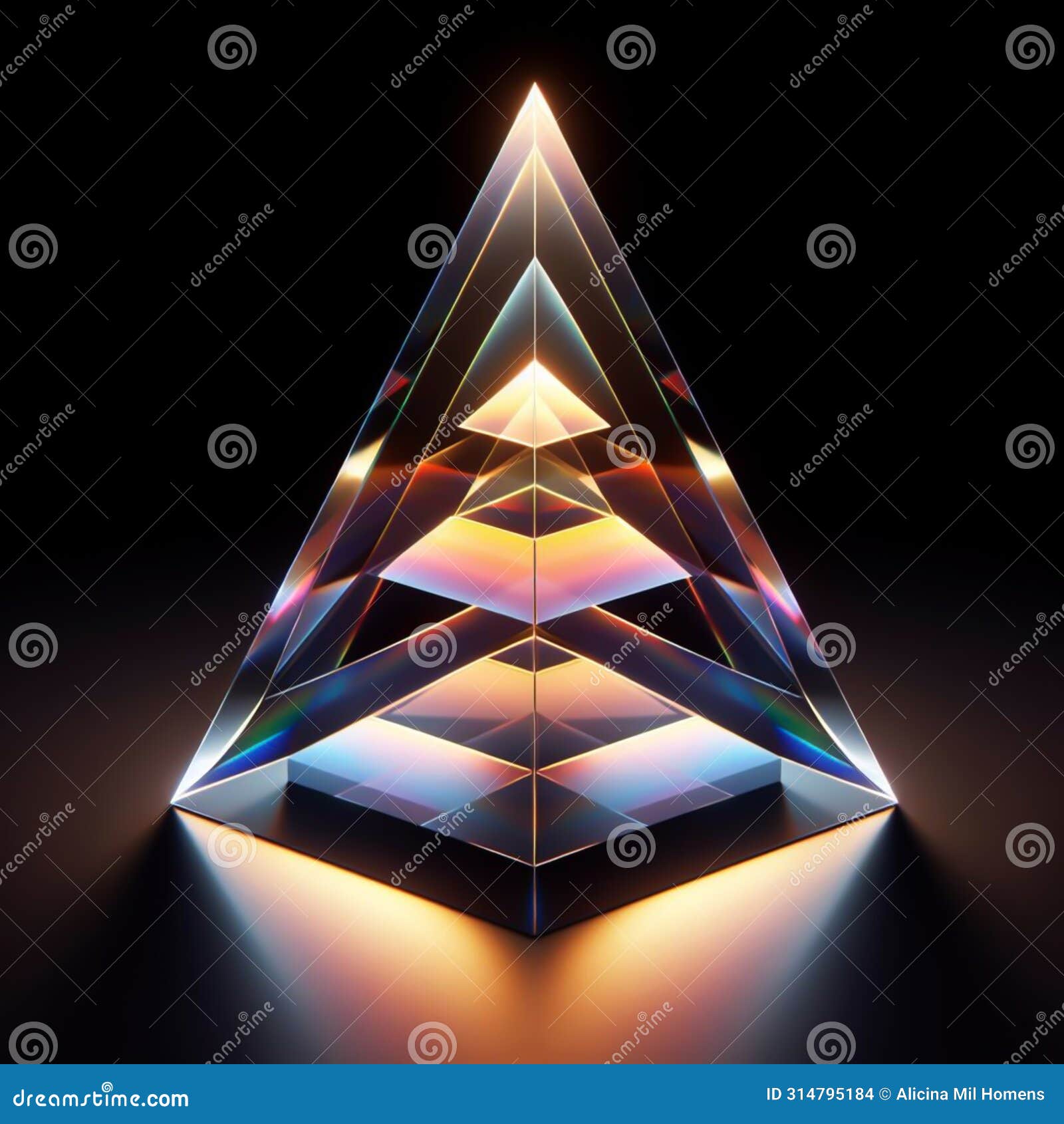 Pyramid with Refraction Light and Holographic Effect on Dark Background ...