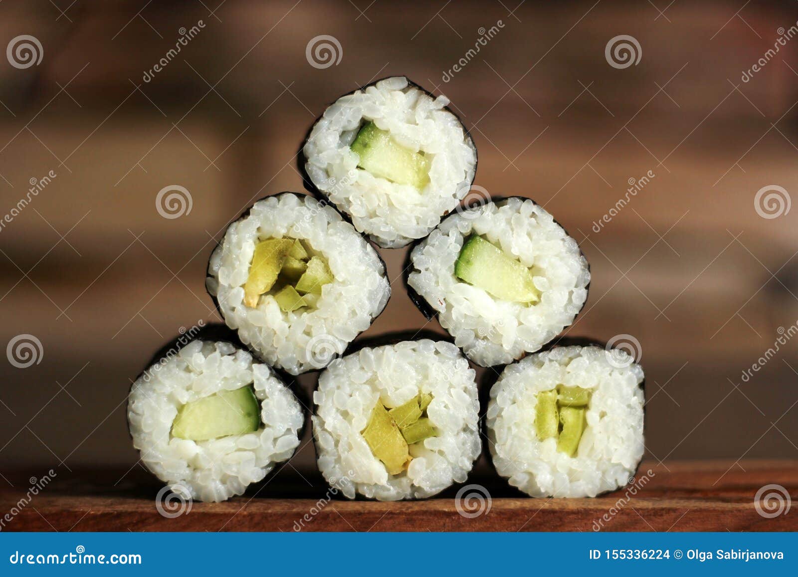 Pyramid of Rolls in Sushi Bar Stock Photo - Image of color, food: 155336224