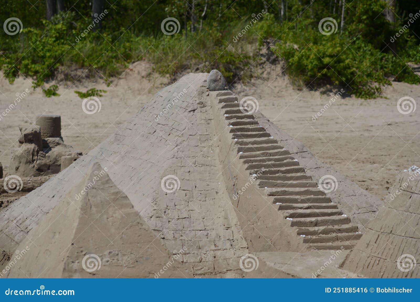 Pyramid Sand Castle on a Beach Stock Photo - Image of fantasy ...