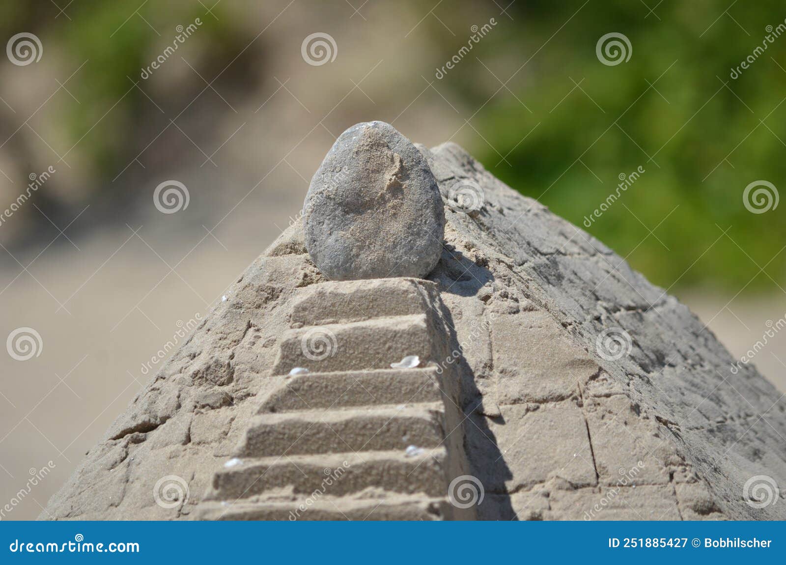 Pyramid Sand Castle on a Beach Stock Image - Image of pyramid, fort ...