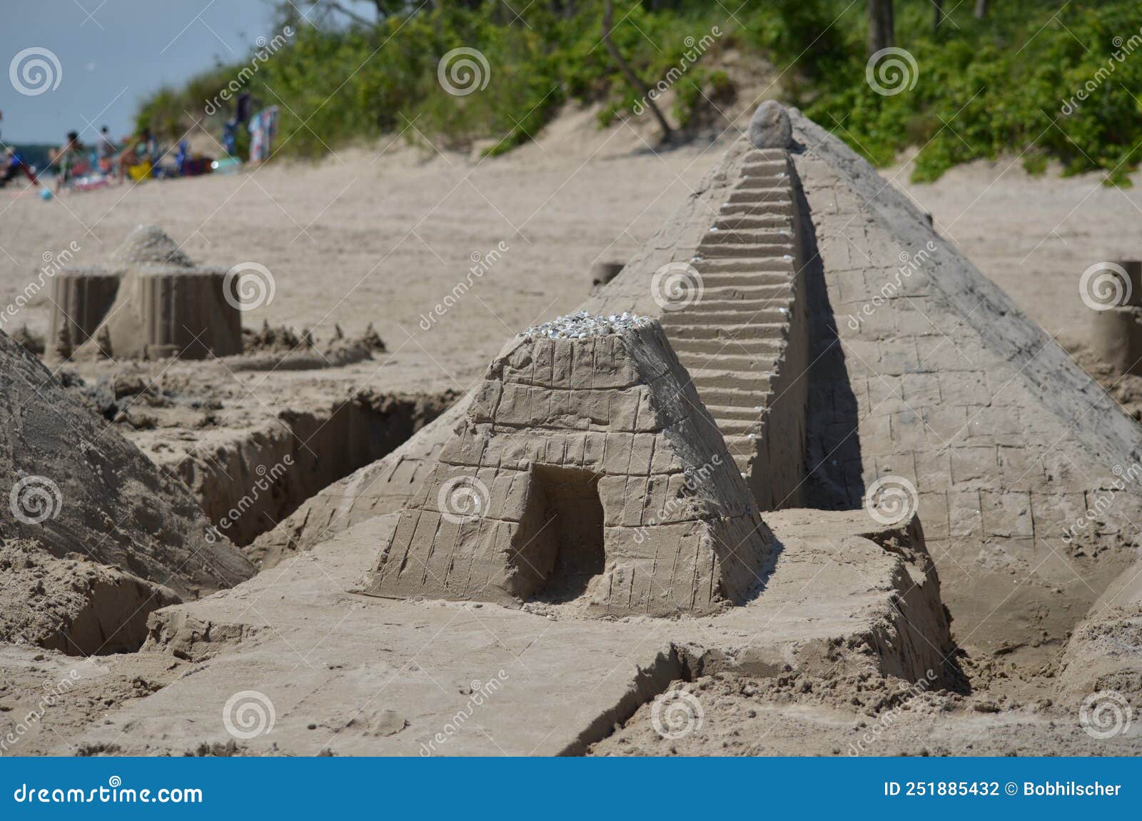 Pyramid Sand Castle on a Beach Stock Photo - Image of creativity, sand ...