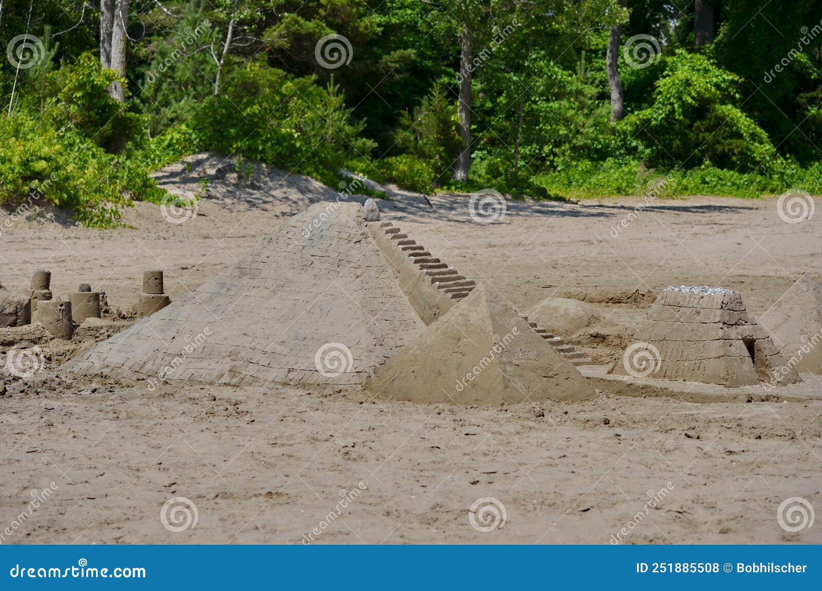 Pyramid Sand Castle on a Beach Stock Photo - Image of summer, ontario ...