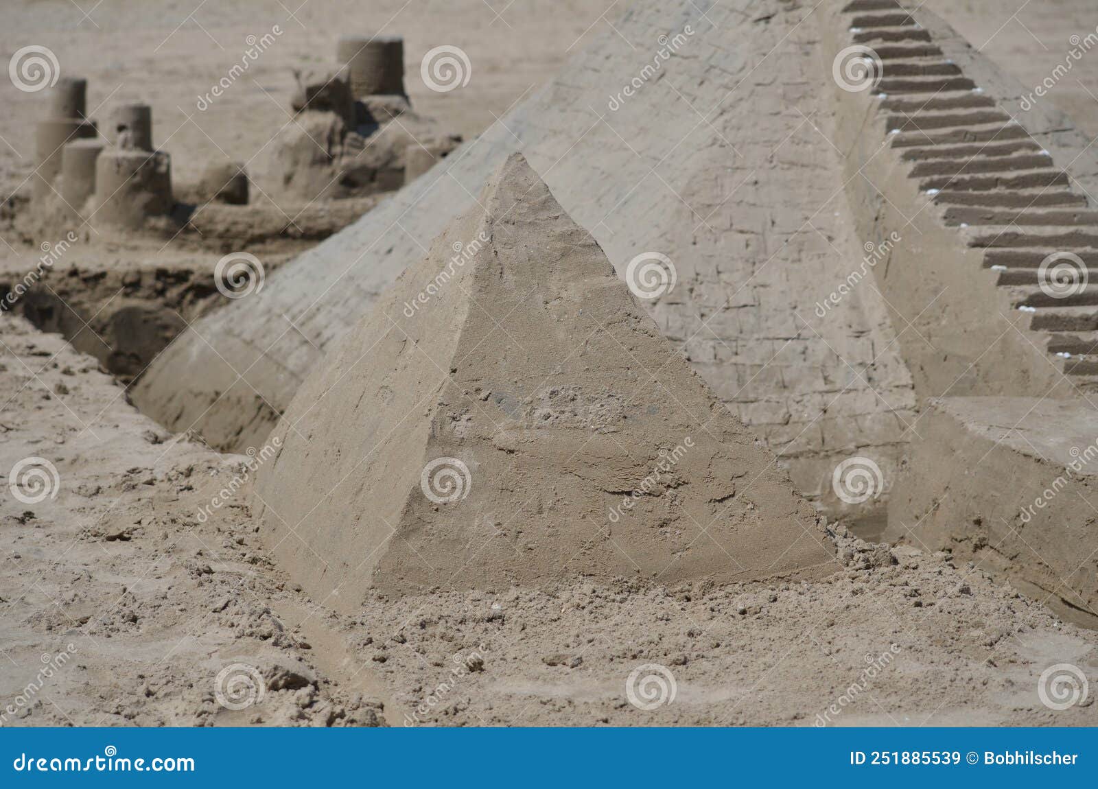 Pyramid Sand Castle on a Beach Stock Image - Image of horizontal ...