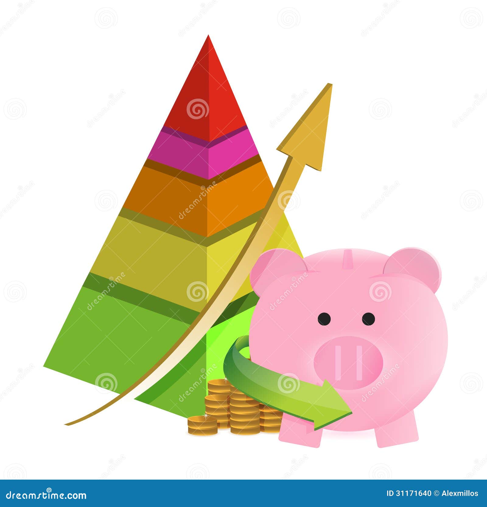 Pyramid Savings Graph Chart Stock Illustration - Illustration of color ...