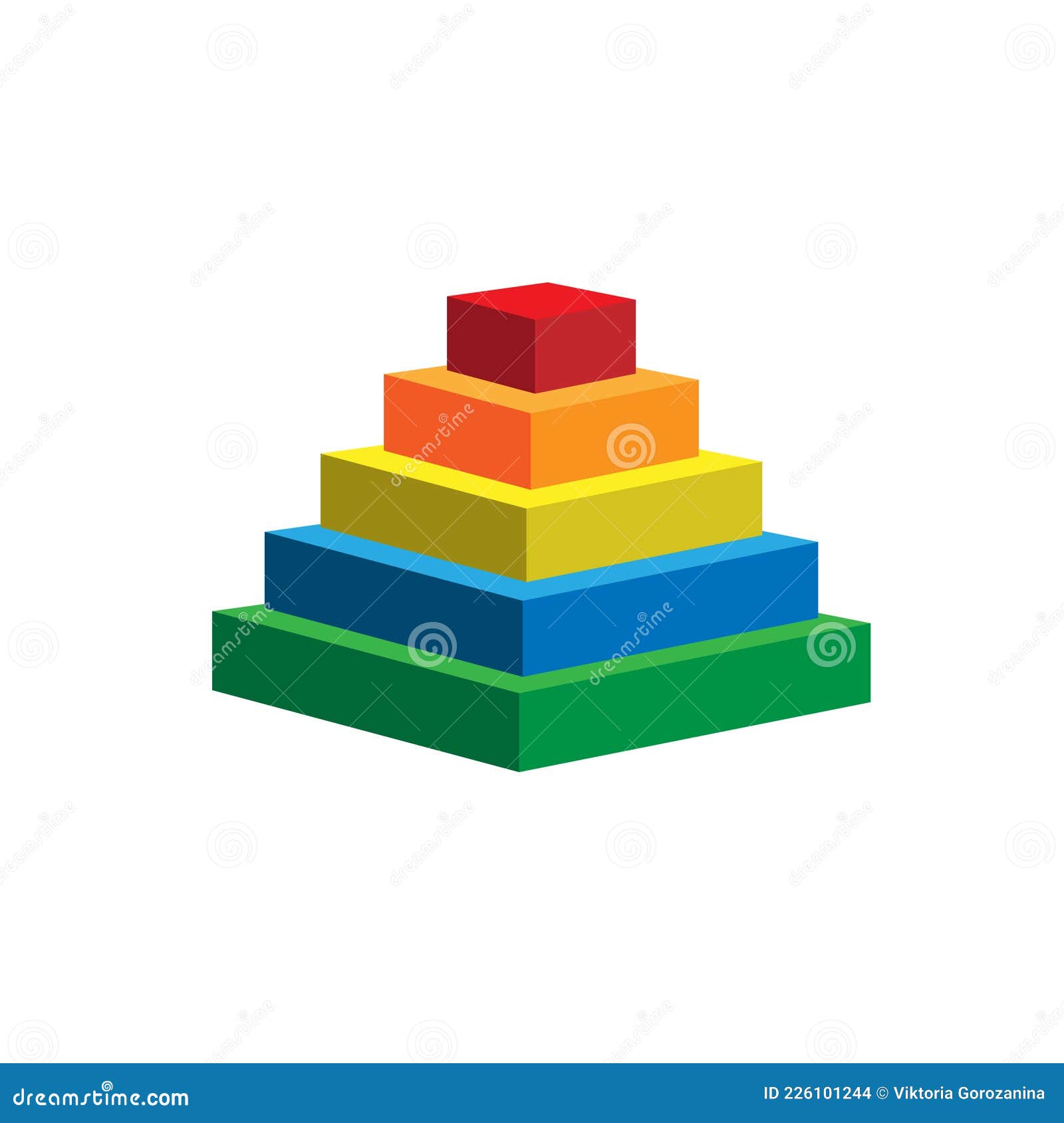 Pyramid Scheme 5 Five Steps. Vector Hierarchy Level Chart Graph, Green ...