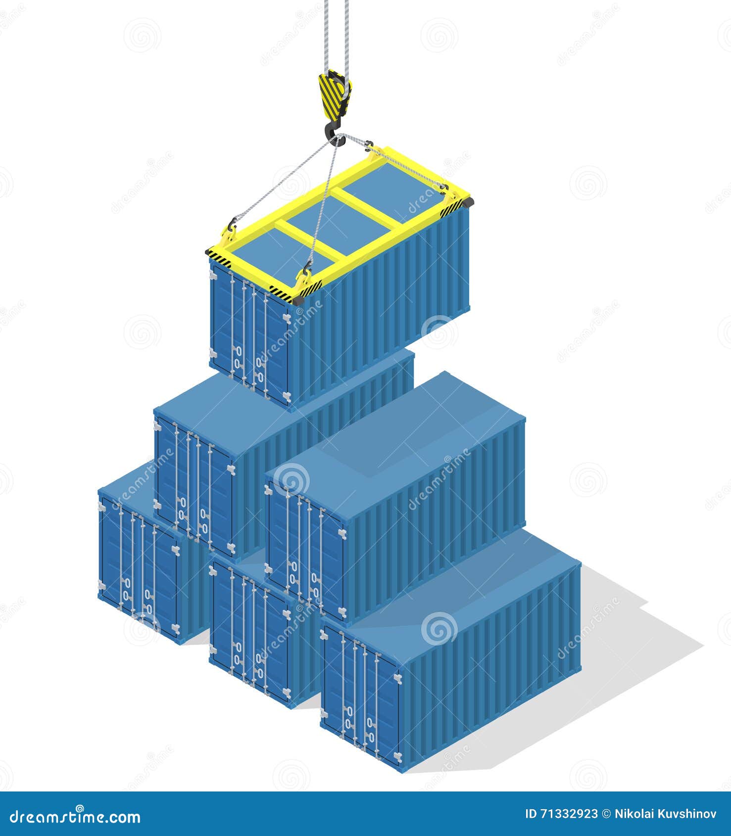Pyramid of sea containers stock vector. Illustration of isometric ...