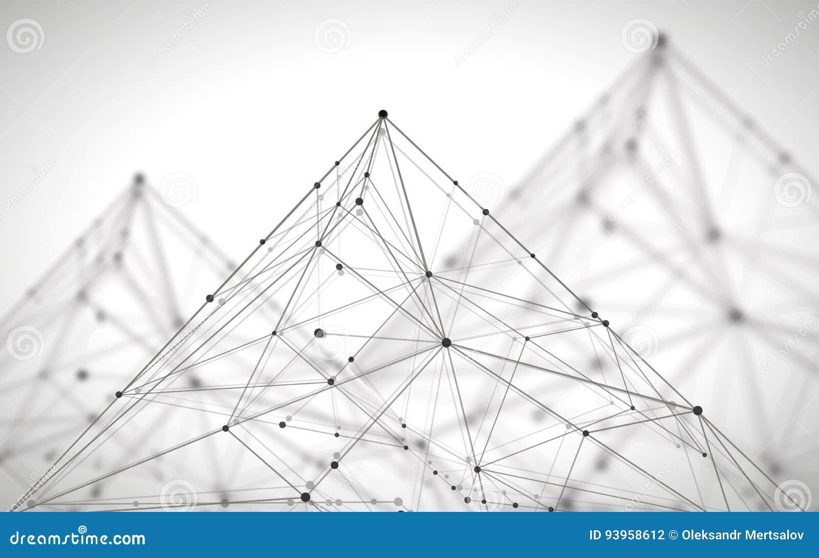 Pyramid Shape. Abstract Backgrounds of Molecules Light Gray. Stock ...