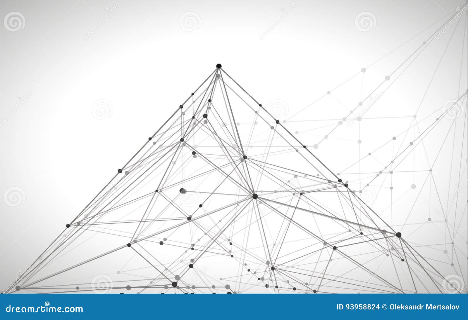 Pyramid Shape. Abstract Backgrounds of Molecules Light Gray. Stock ...
