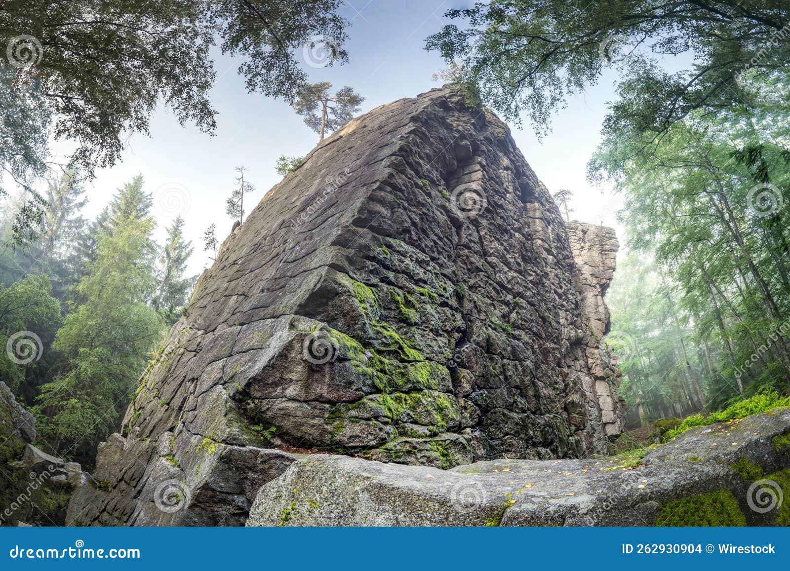 Pyramid Shape Rock in the Forest, Low Angle Stock Photo - Image of ...