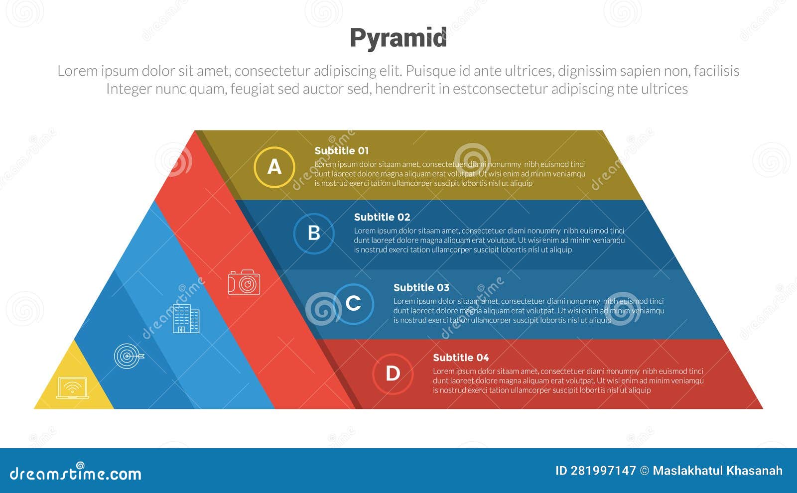 Pyramid Shape Triangle Stage Infographics Template Diagram with Pyramid ...