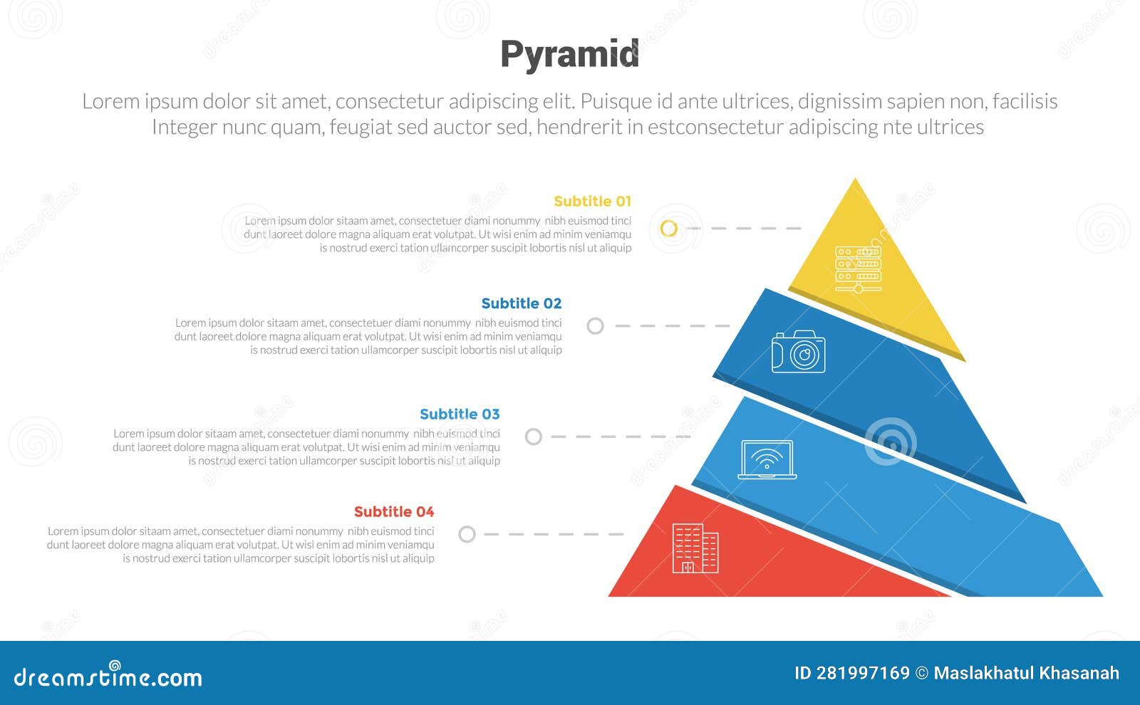 Pyramid Shape Triangle Stage Infographics Template Diagram with Cutted ...