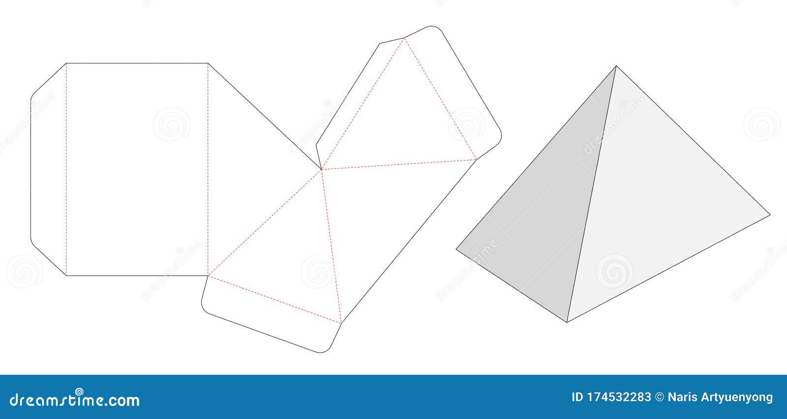 Pyramid Shaped Box Die Cut Template Stock Vector - Illustration of ...