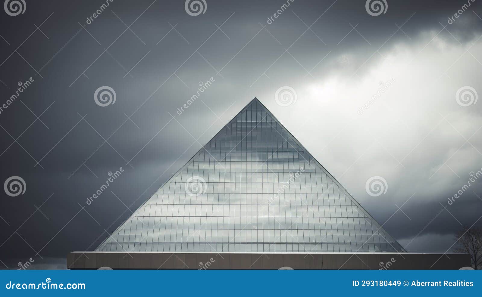 A Pyramid Shaped Building with a Cloudy Sky in the Background Stock ...