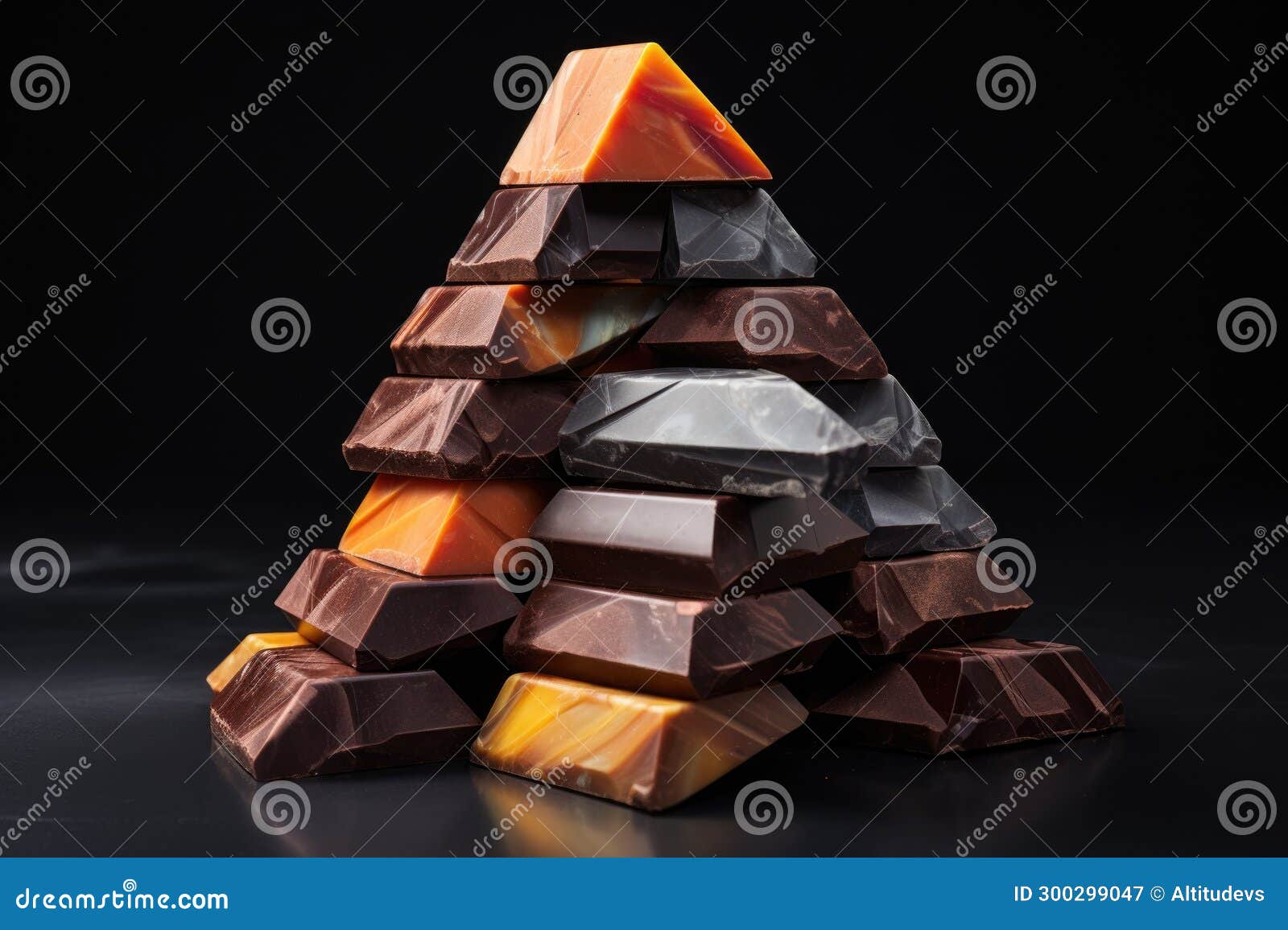 Pyramid Shaped Chocolate Bars Stacked Together Stock Image - Image of ...