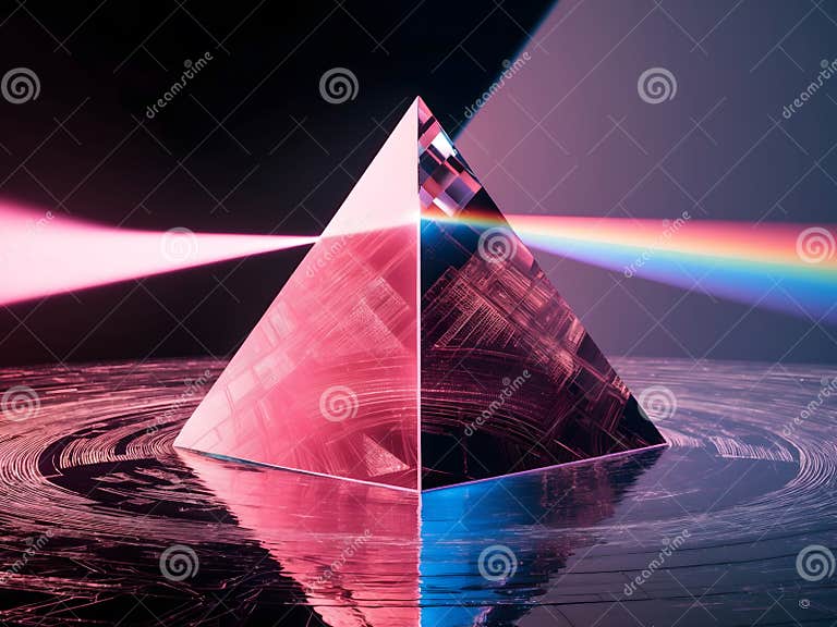 A Pyramid-shaped Object Reflecting a Rainbow of Colors Onto a ...
