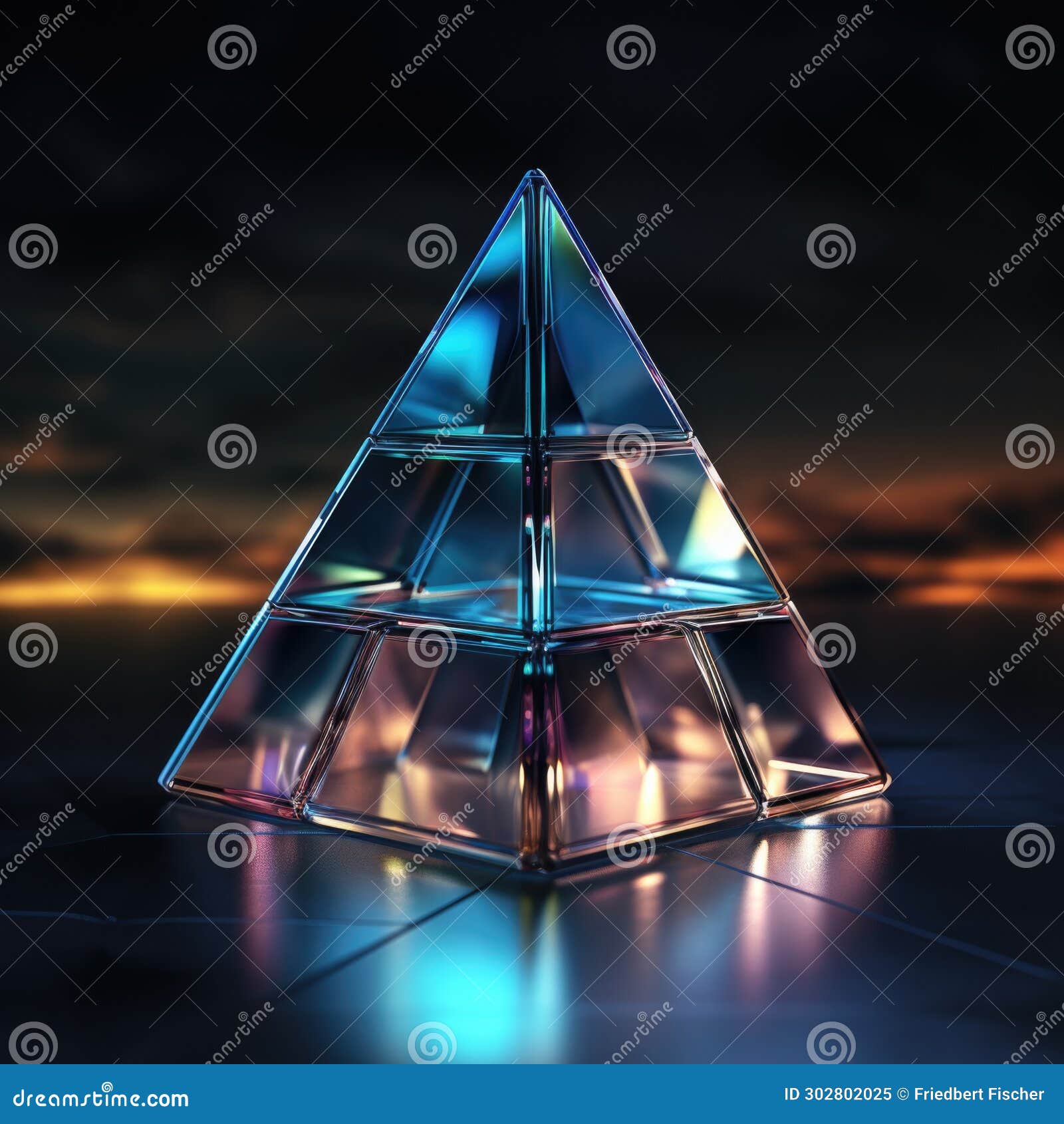 A Pyramid Shaped Object on a Reflective Surface Stock Illustration ...
