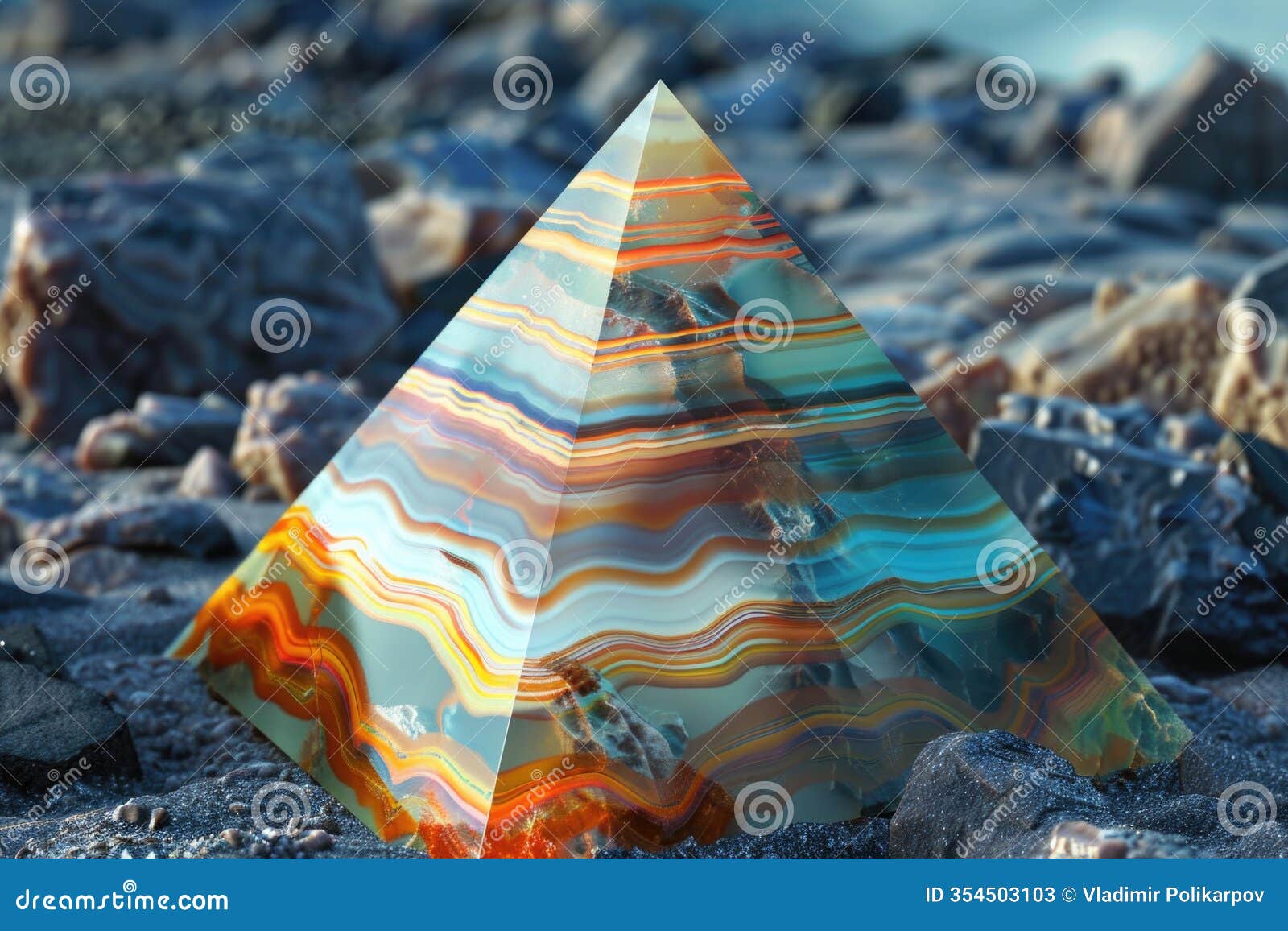 A Pyramid Shaped Object on Top of a Pile of Rocks, Suitable for ...