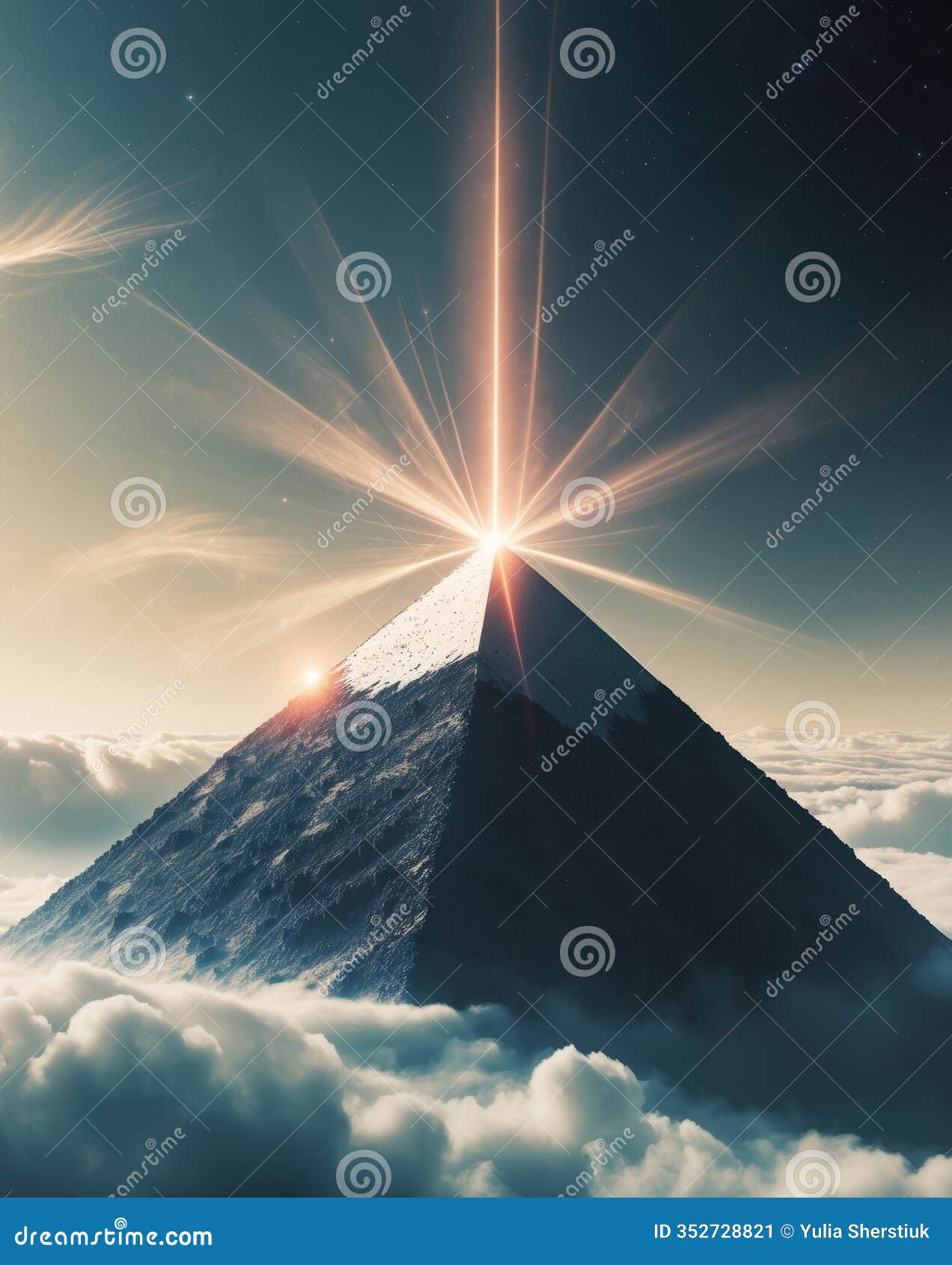 A Pyramid Shaped Structure With Light Coming Out Of The Sky Royalty ...