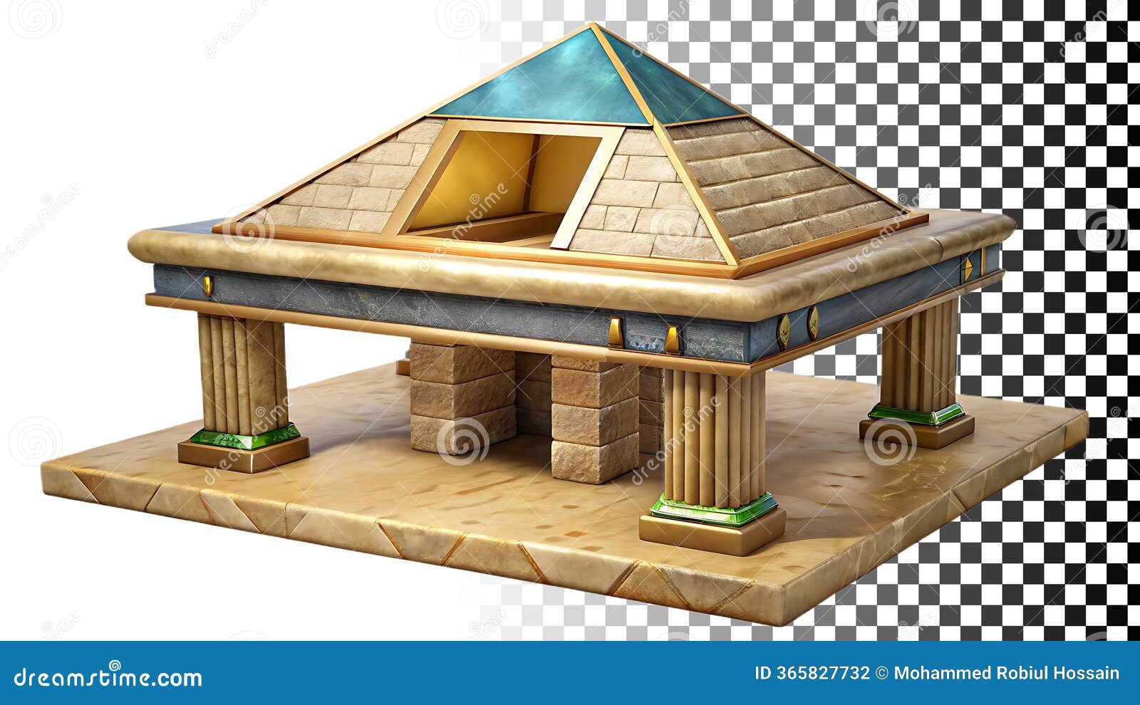 A Pyramid Shaped Structure With A Fire In The Background Royalty-Free ...