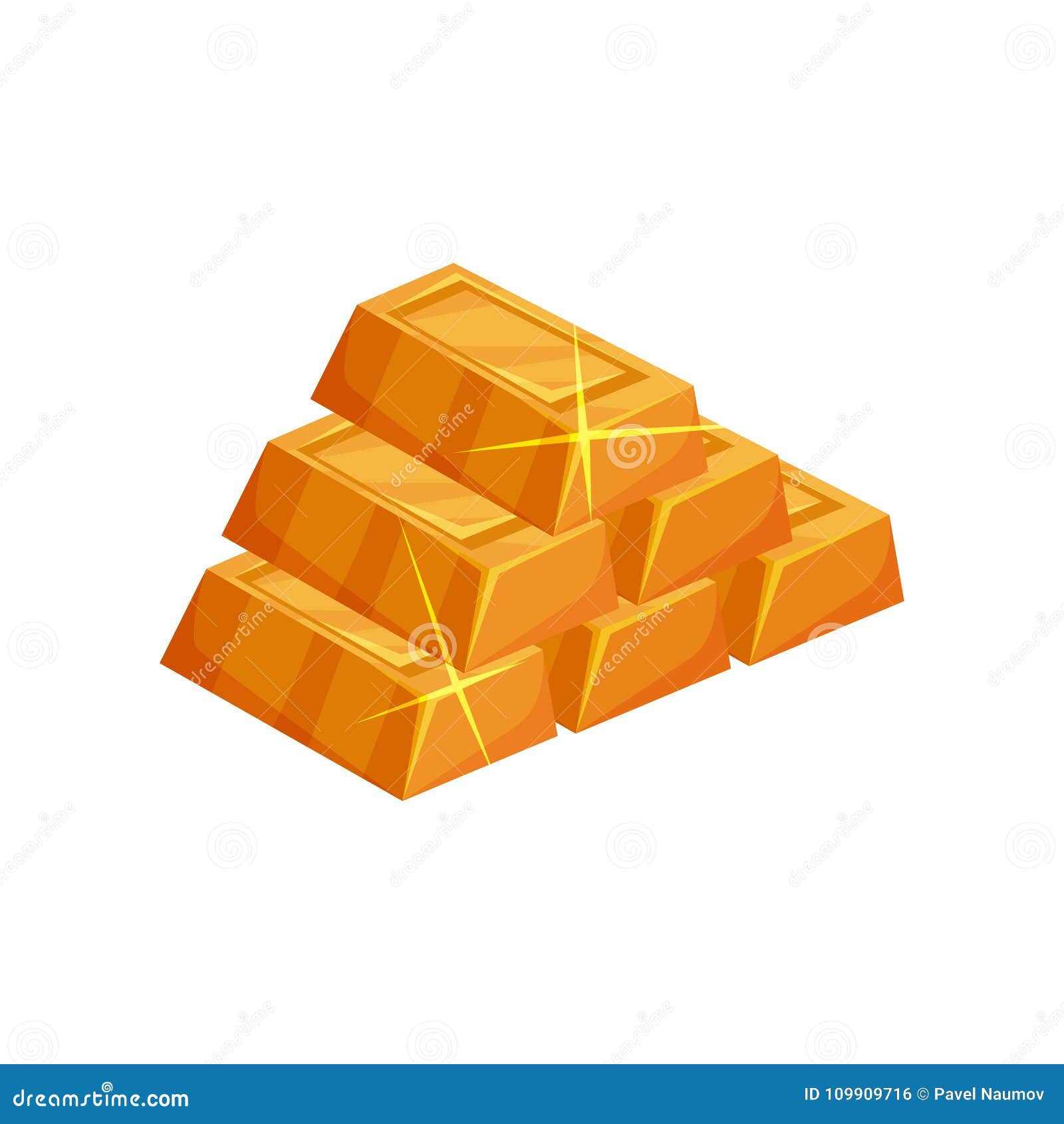Pyramid from Shiny Golden Ingots. Cartoon Icon of Gold Bars in ...