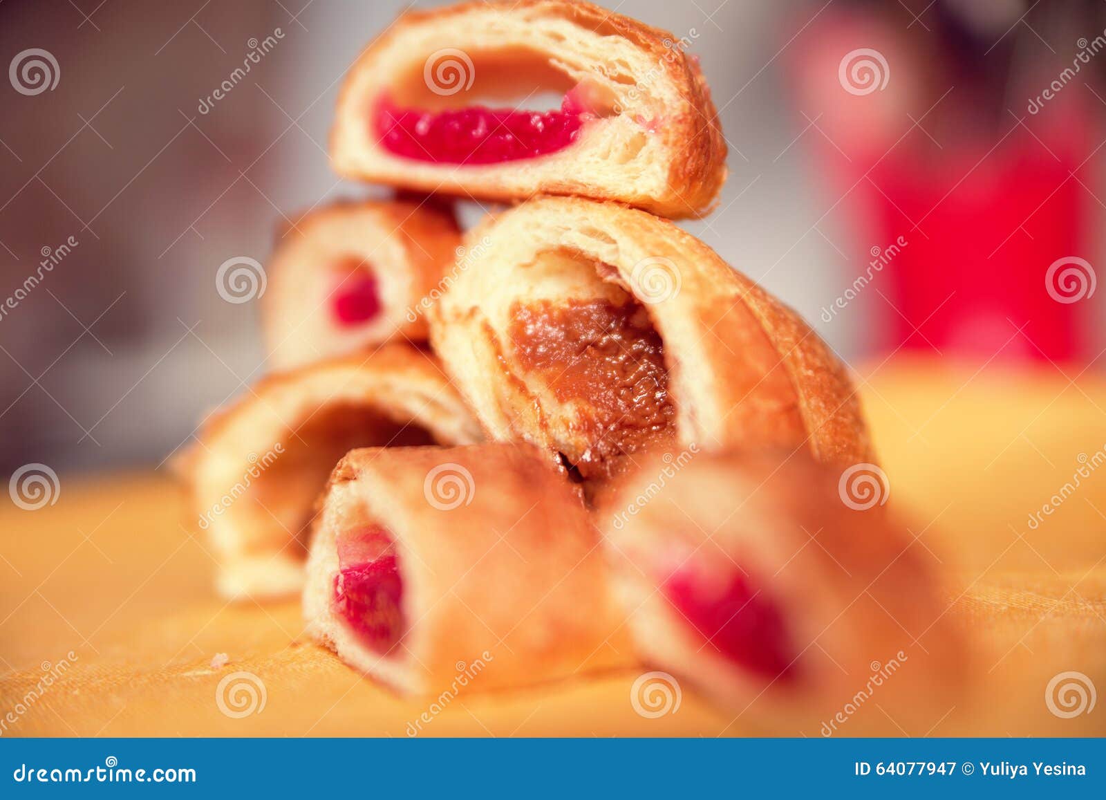 A Pyramid of Sliced Croissant Stock Image - Image of close, buttered ...