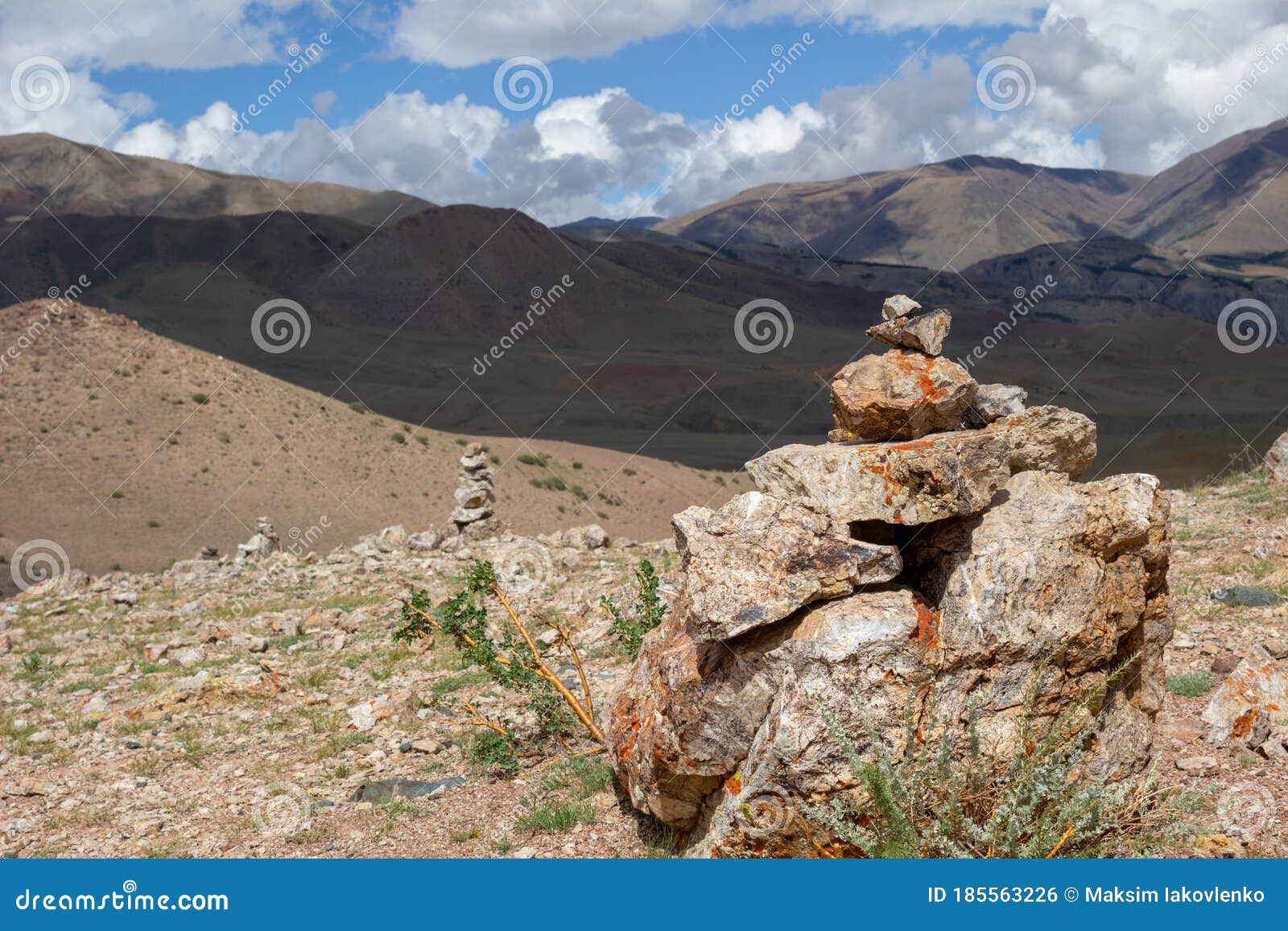 Pyramid from Small Stone in the High Mountain Background Stock Photo ...