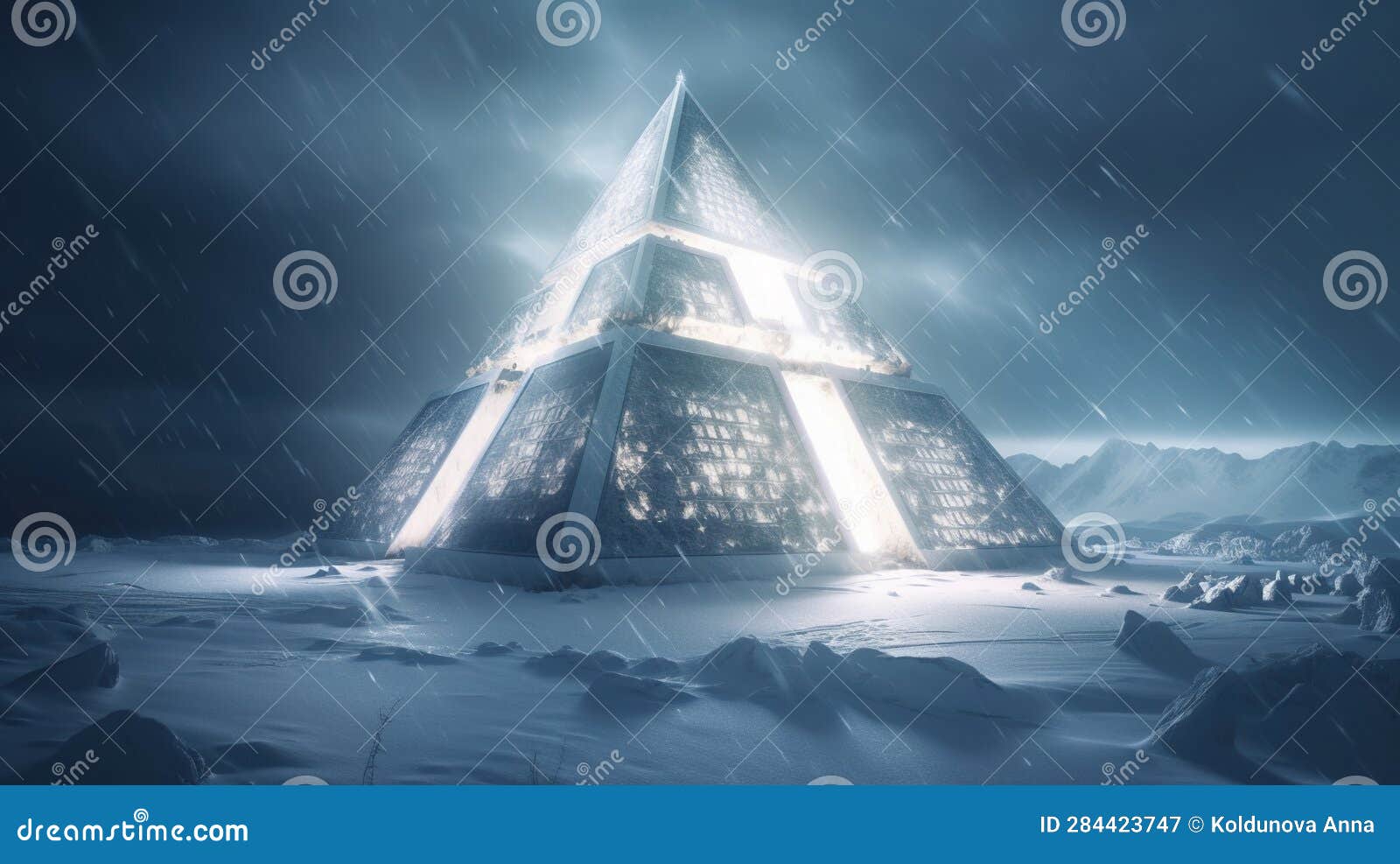 A Pyramid in the Snow, Created with Generative AI Technology Stock ...