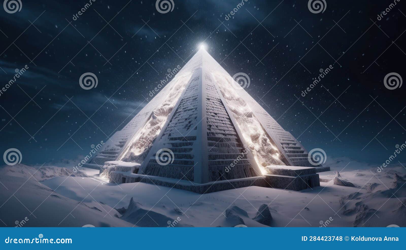 A Pyramid in the Snow, Created with Generative AI Technology Stock ...