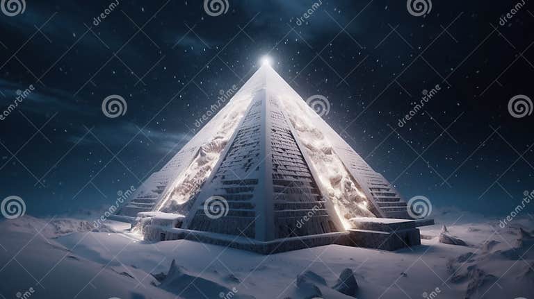 A Pyramid in the Snow, Created with Generative AI Technology Stock ...