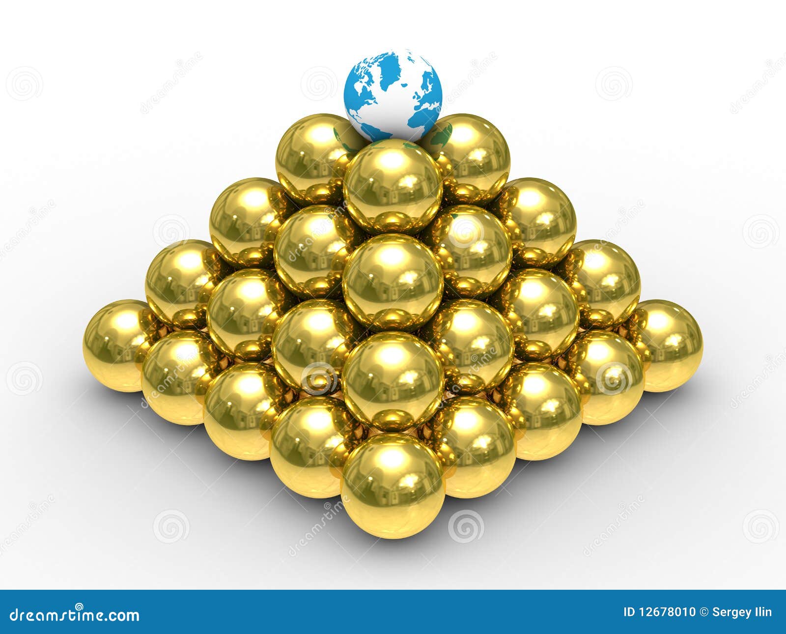 Pyramid from Spheres on White Background Stock Illustration ...