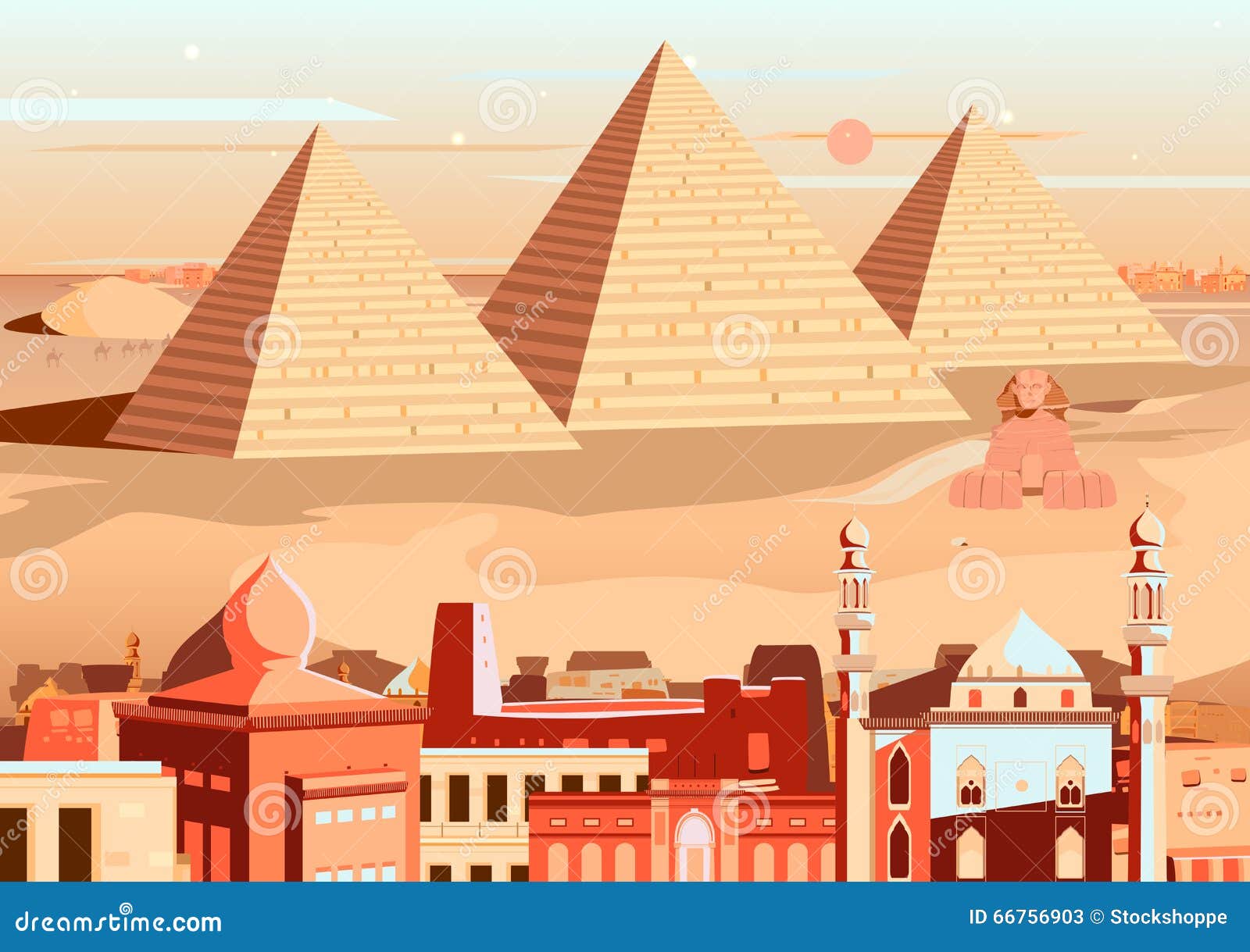 Pyramid And Sphinx Of Giza, Egypt Cartoon Vector | CartoonDealer.com ...