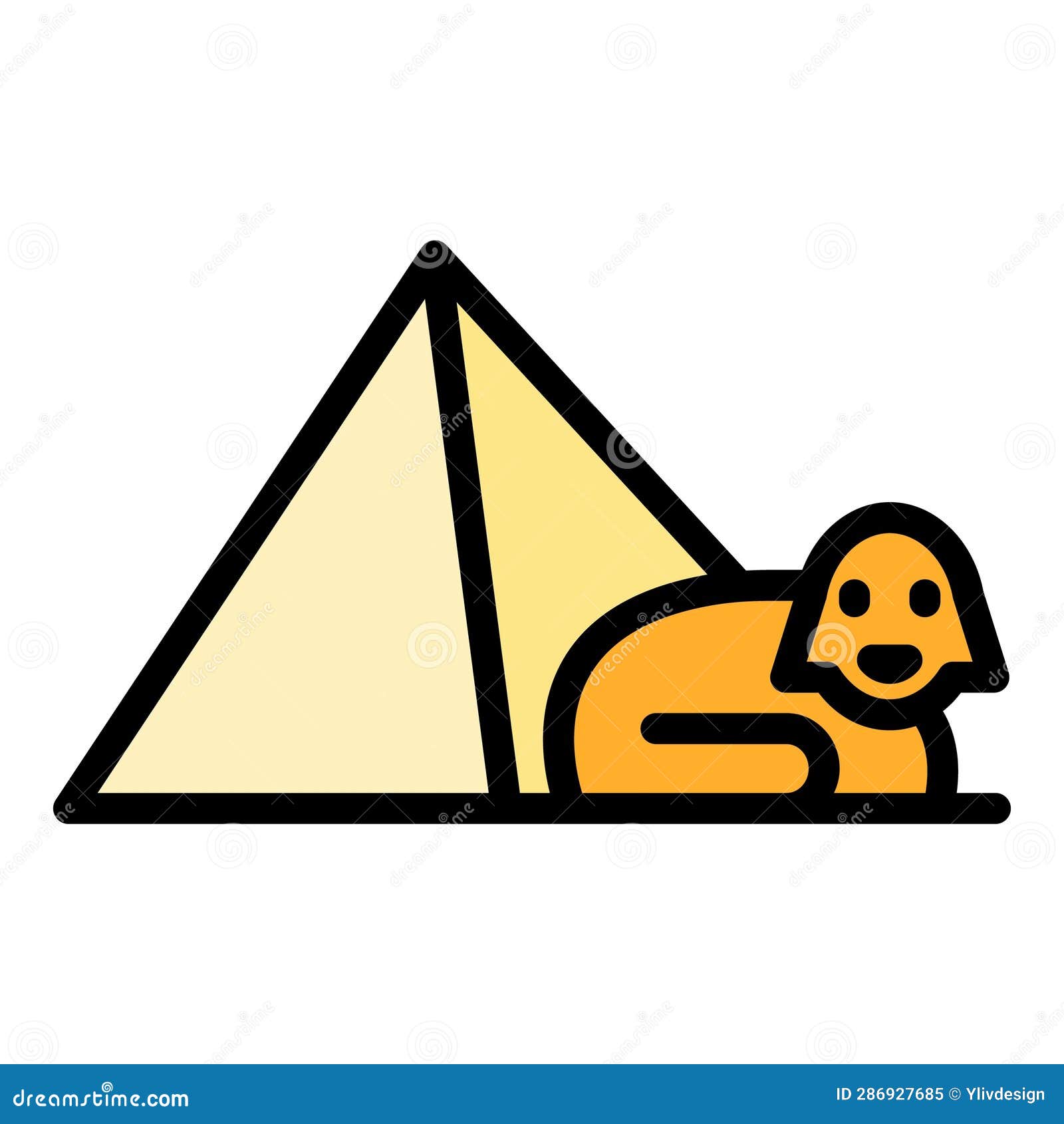 Pyramid Sphinx Icon Vector Flat Stock Illustration - Illustration of ...