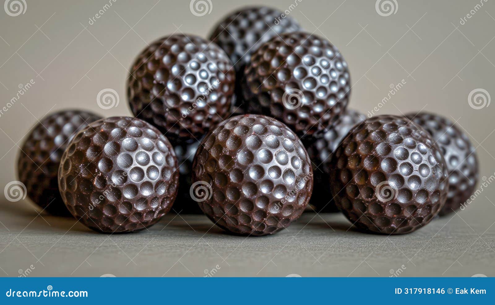 Pyramid Stack of Textured Golf Balls on Neutral Background for Sports ...