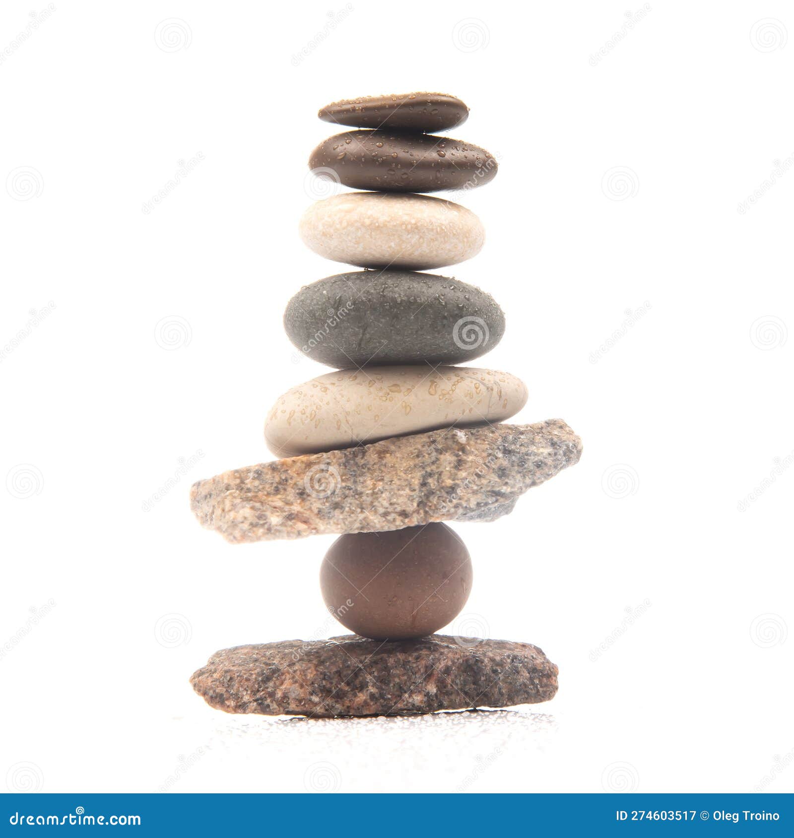 Pyramid of Stacked Stones on a White Background. Stabilization and ...
