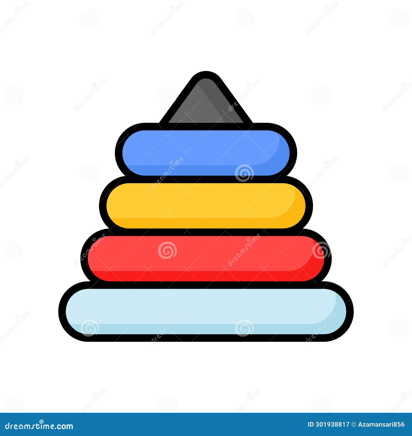 Pyramid Stacking Rings Toy Icon Isolated on White Background, Editable ...