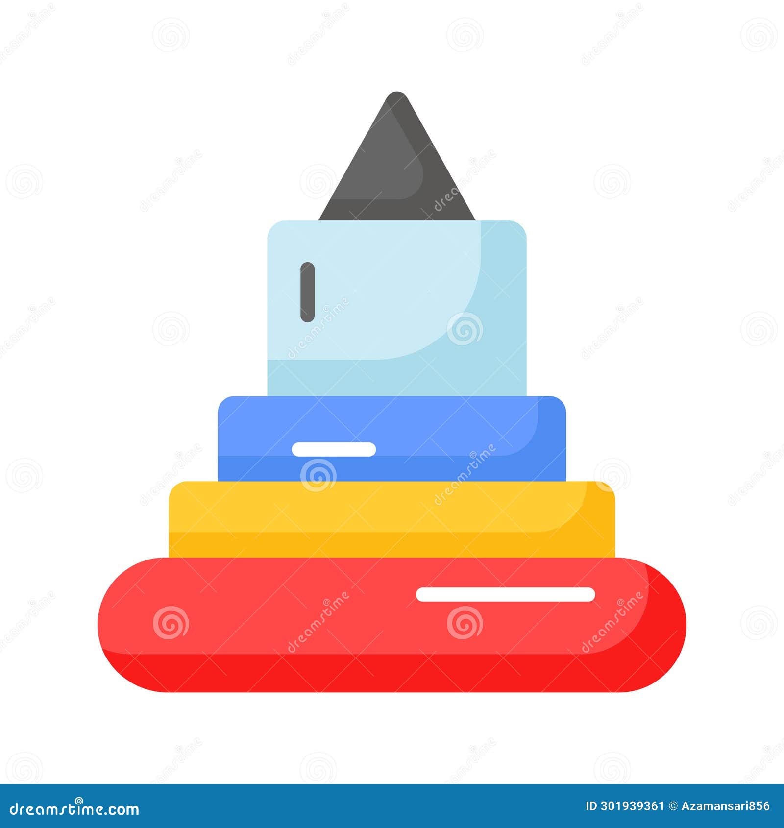 Pyramid Stacking Rings Toy Icon Isolated on White Background, Editable ...