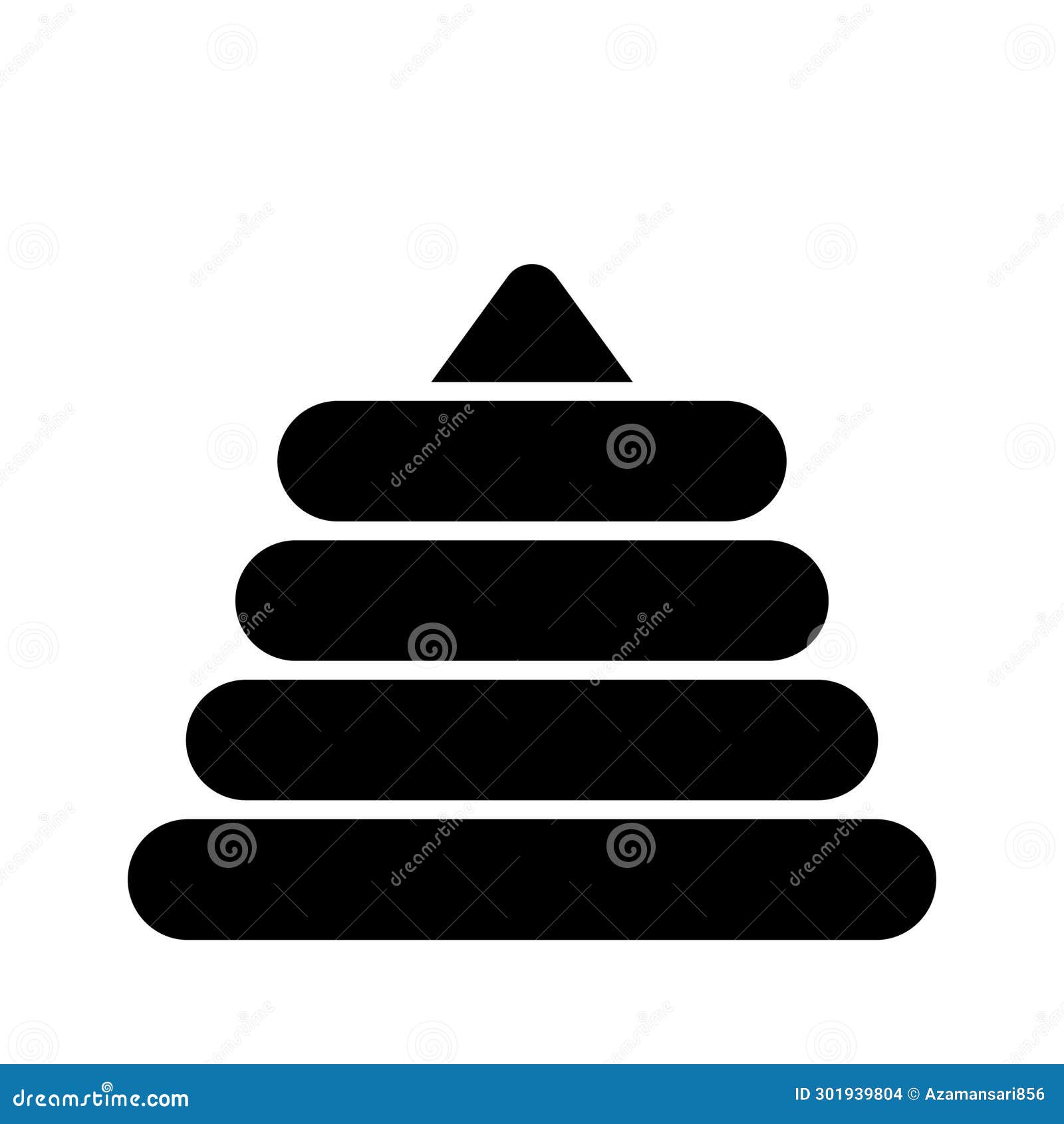 Pyramid Stacking Rings Toy Icon Isolated on White Background, Editable ...