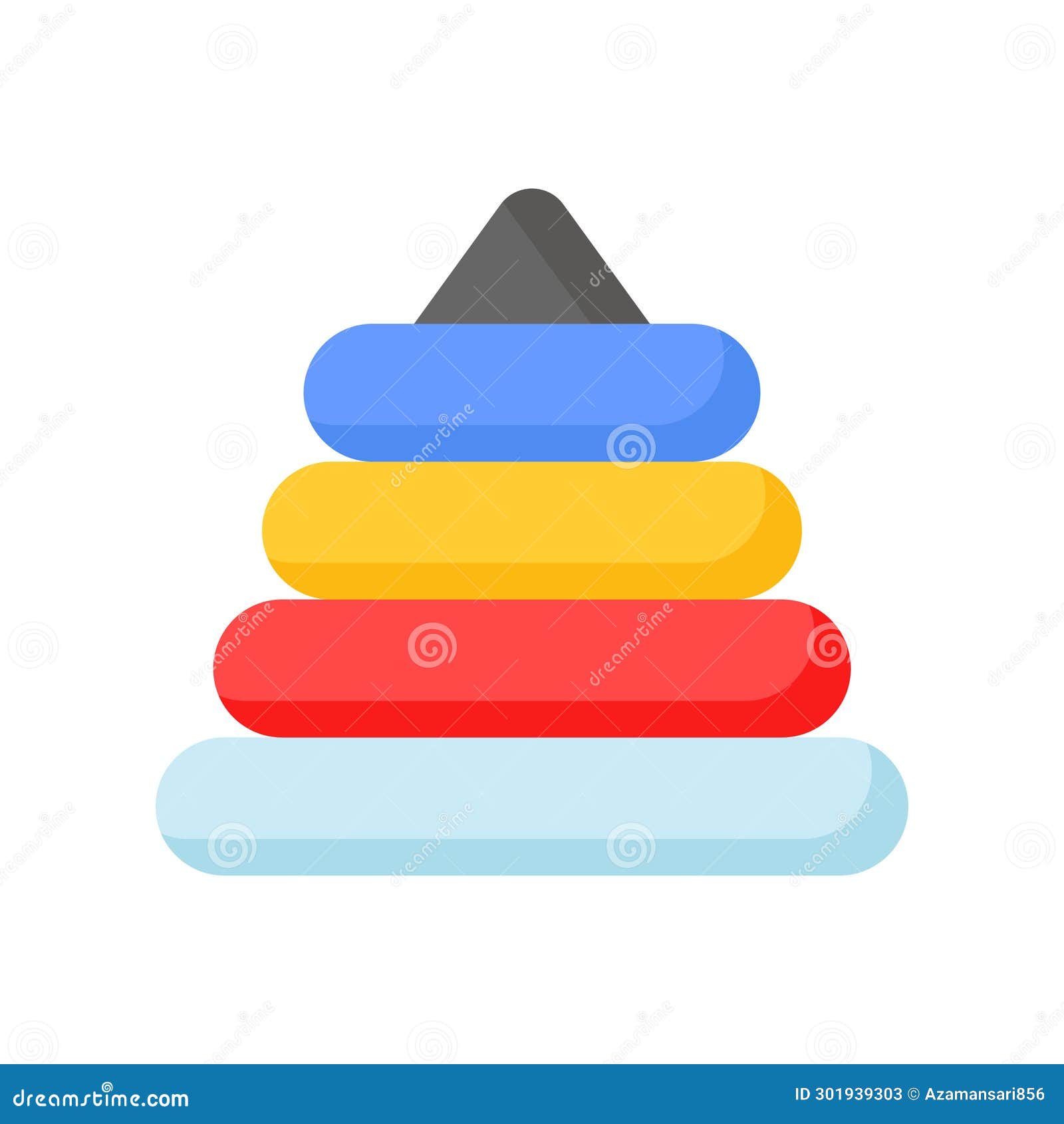 Pyramid Stacking Rings Toy Icon Isolated on White Background, Editable ...