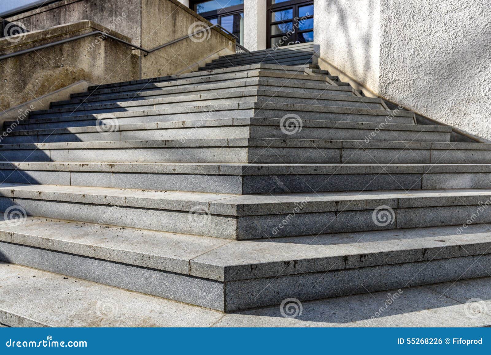 Pyramid of Stair Steps with Blue Window at the End Stock Photo - Image ...