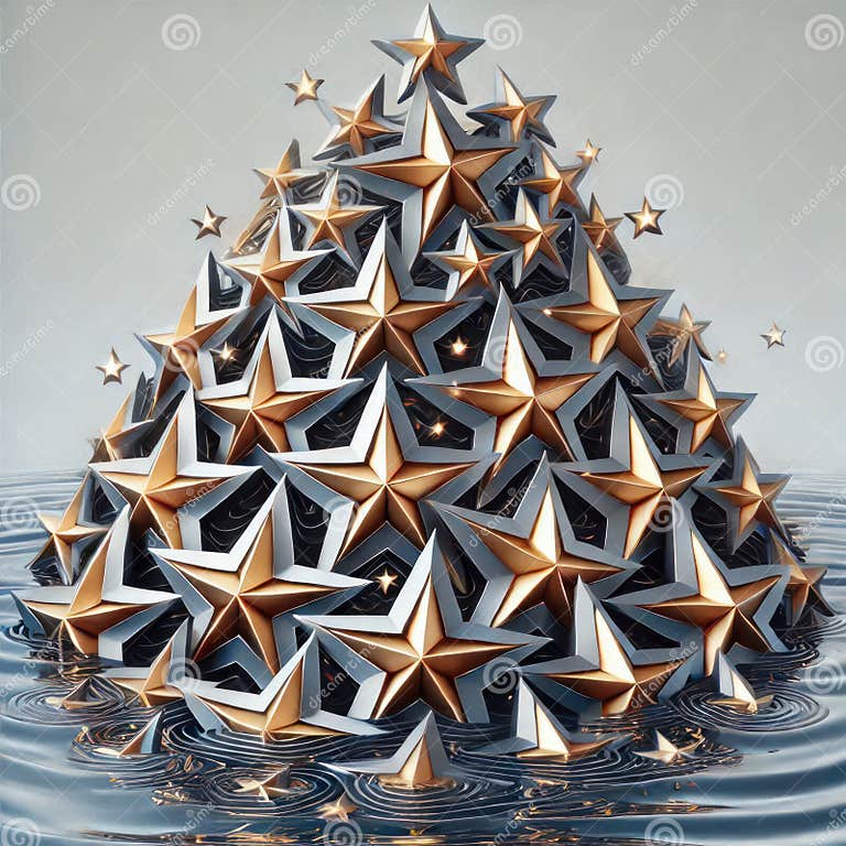 A Pyramid of Stars Floating on Water. Stock Photo - Image of abstract ...