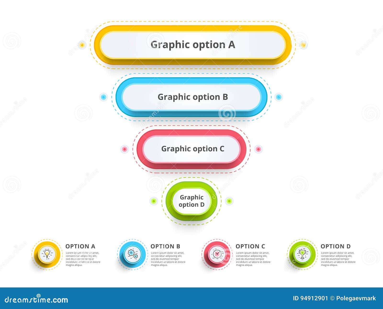 Pyramid 4 Step Process Chart Infographics with Option Circles. F Stock ...