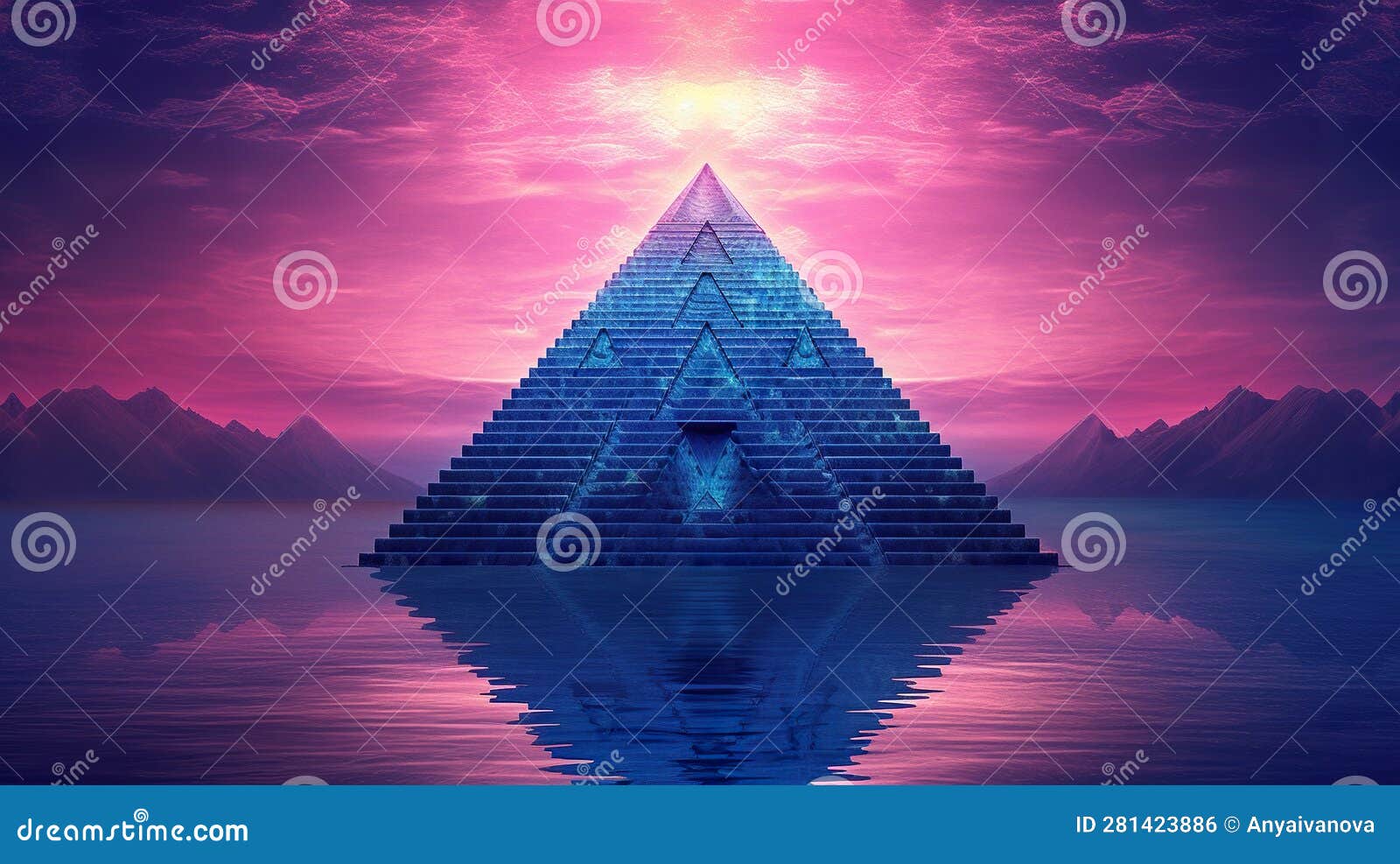 A Pyramid of Steps in the Middle of a Body of Water. Generative AI ...