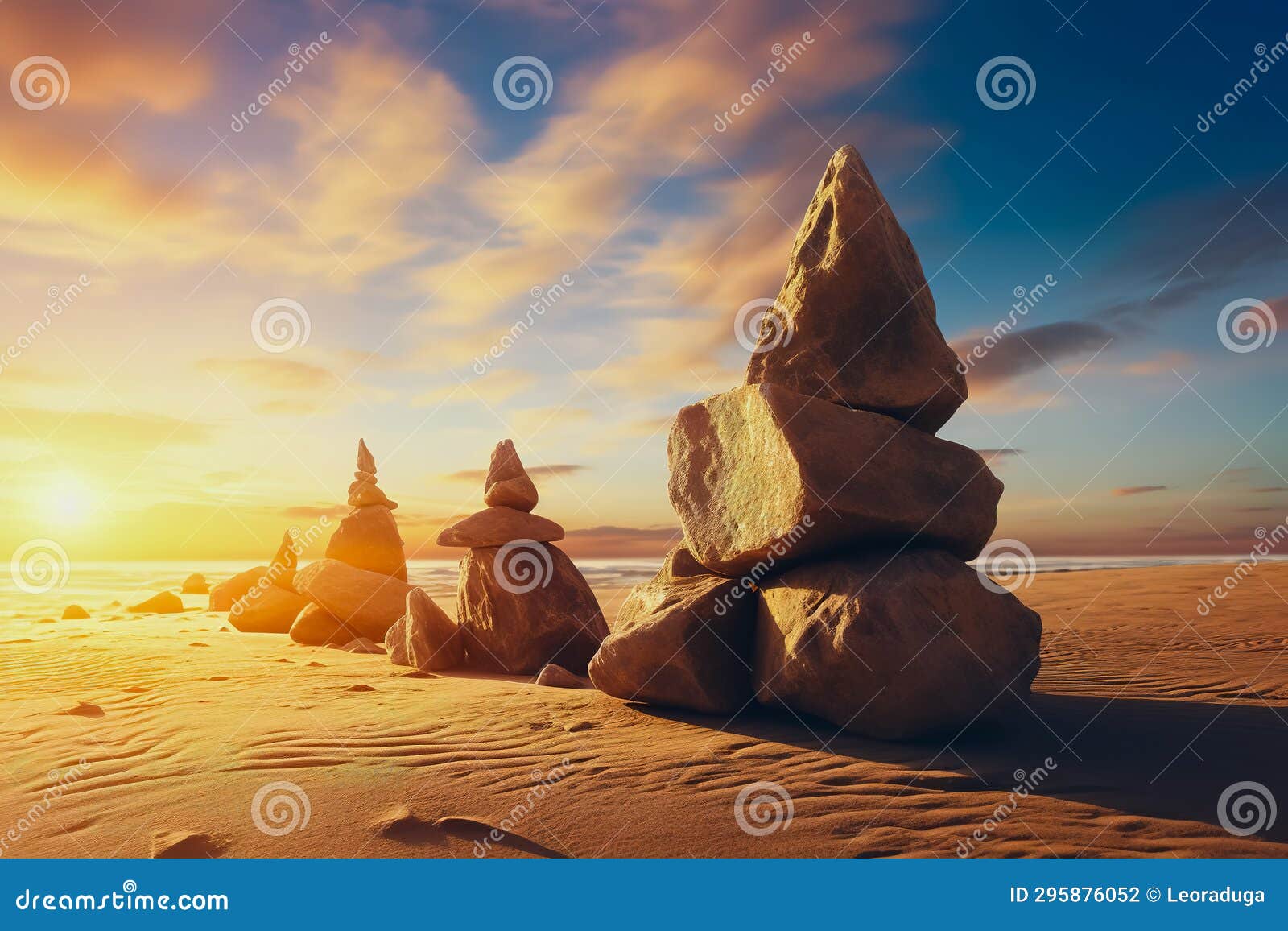 Pyramid of Stones on the Beach Stock Illustration - Illustration of ...
